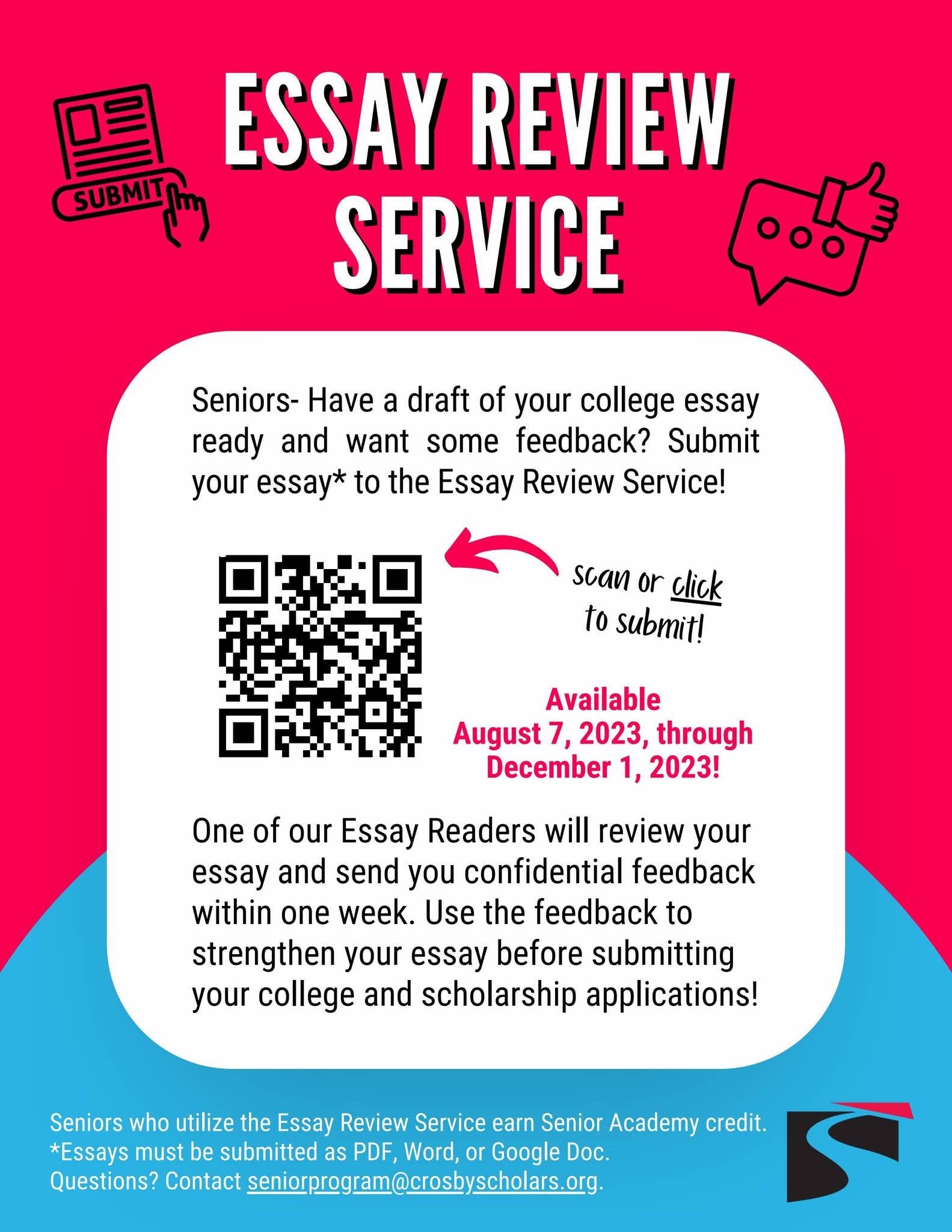 Essay Review Service + 1:1 Essay Coaching by Crosby Scholars Community ...