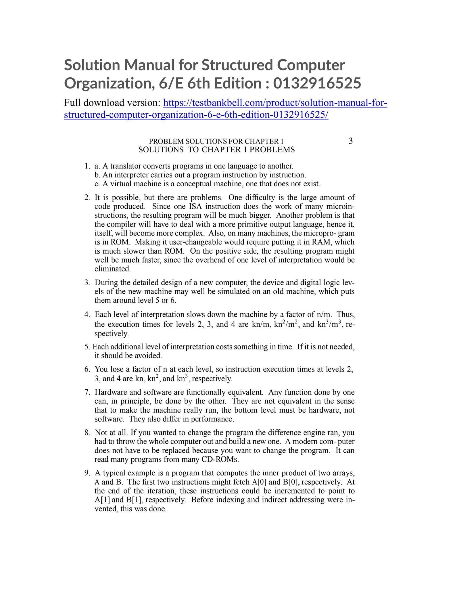Solution manual for structured computer organization 6 e 6th edition ...