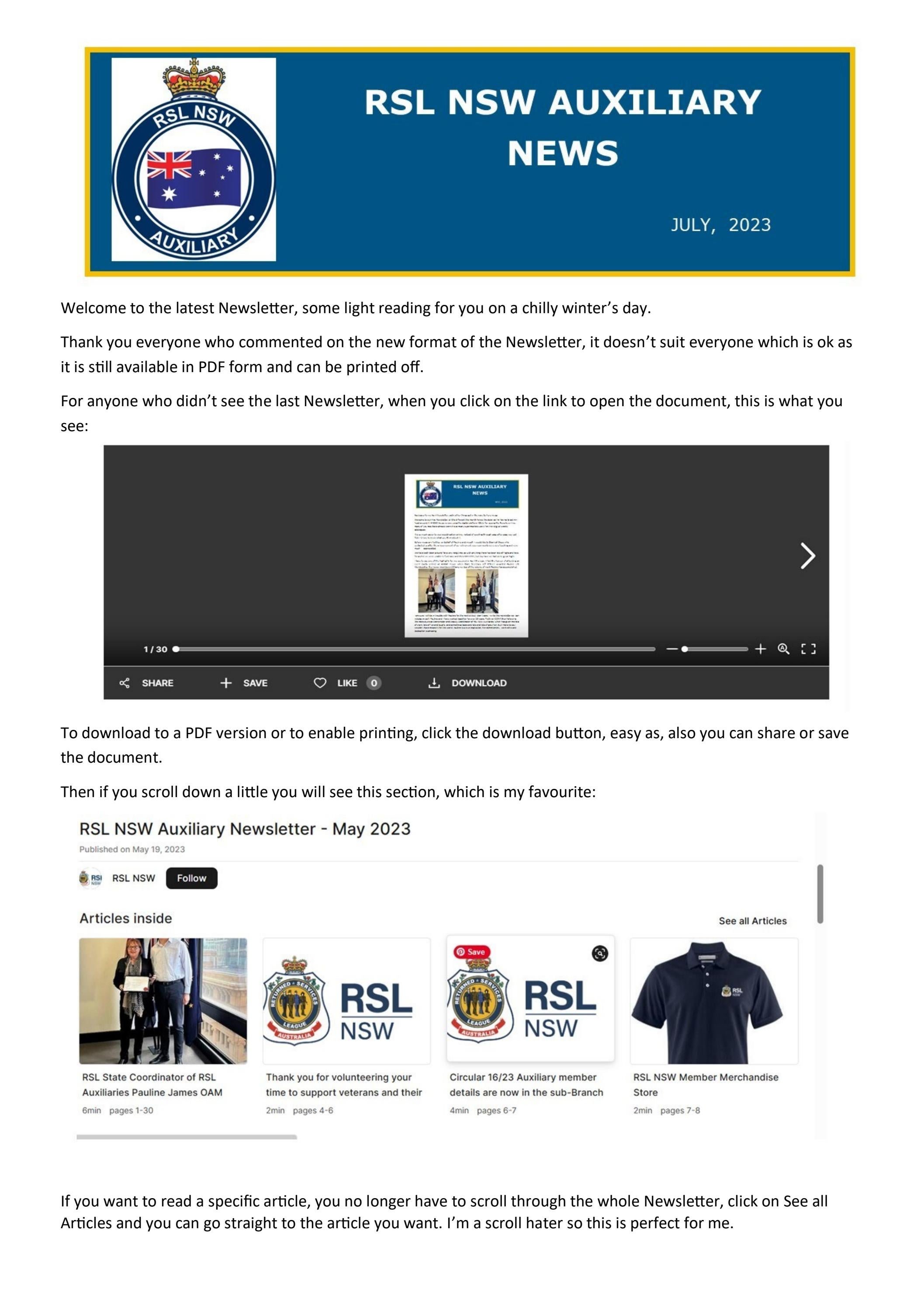 RSL NSW Auxiliary Newsletter - July 2023 by RSL NSW - Issuu