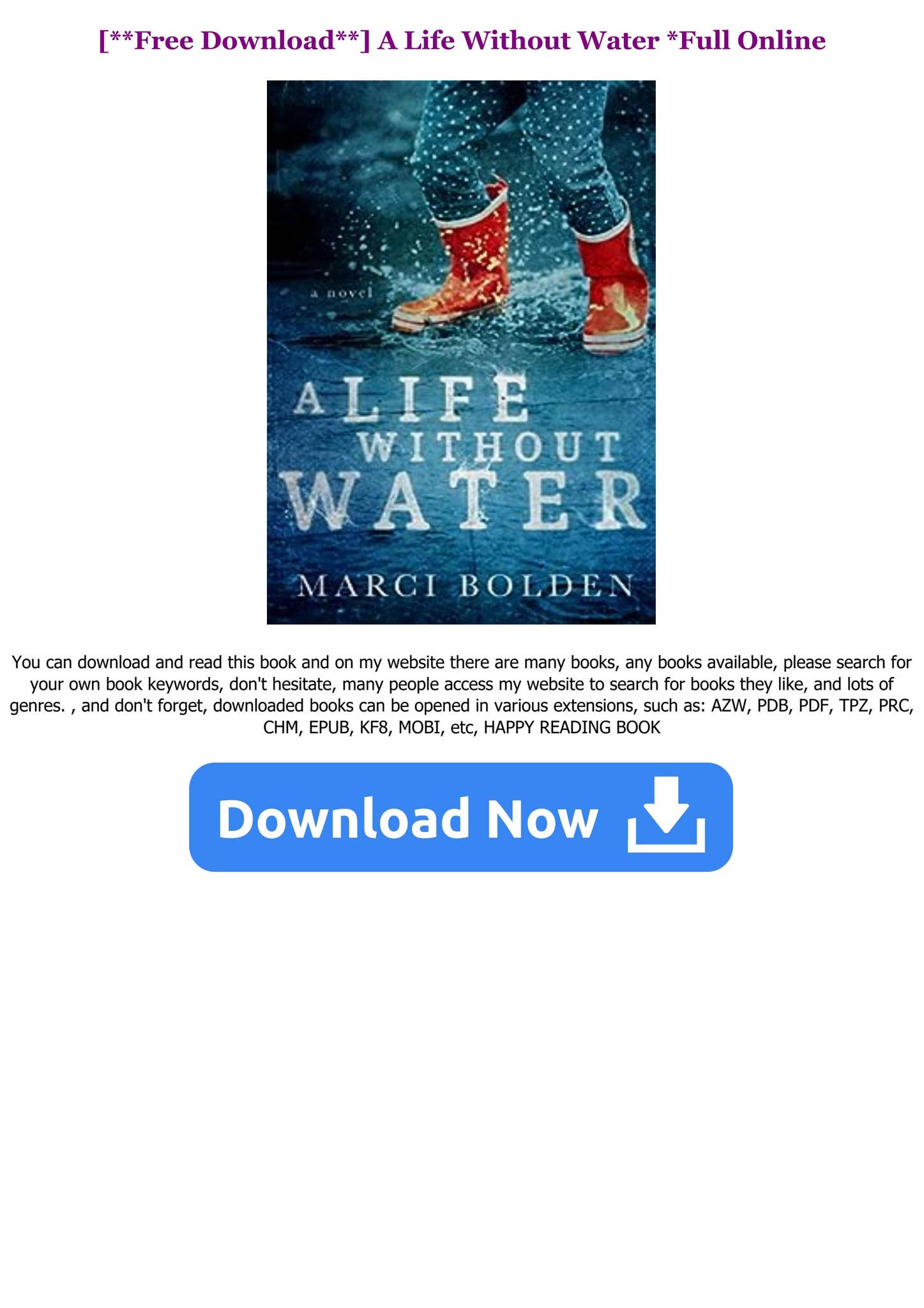 ~Read !Book A Life Without Water Full AudioBook by gemmerhagemmerha1 ...