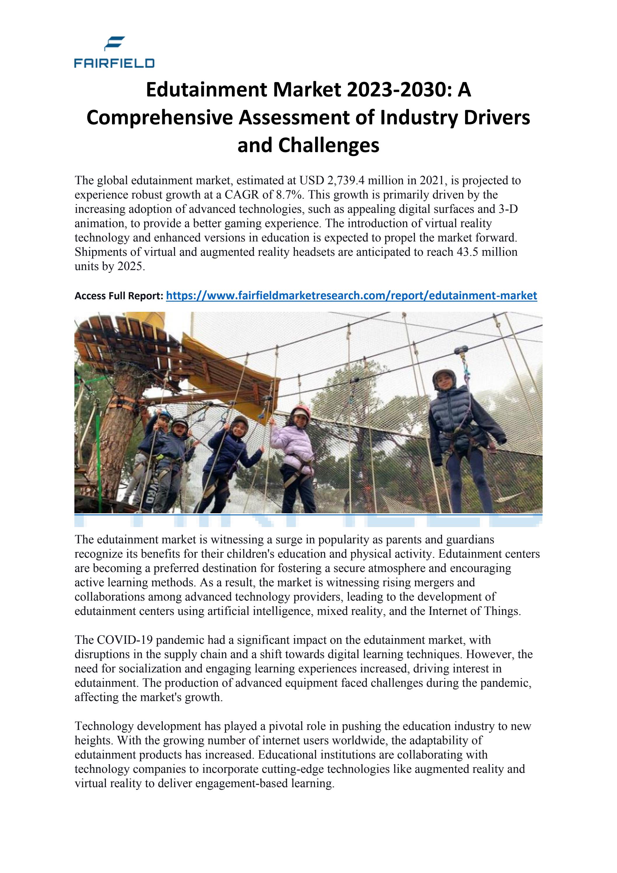 Edutainment Market 2023-2030: A Comprehensive Assessment of Industry ...