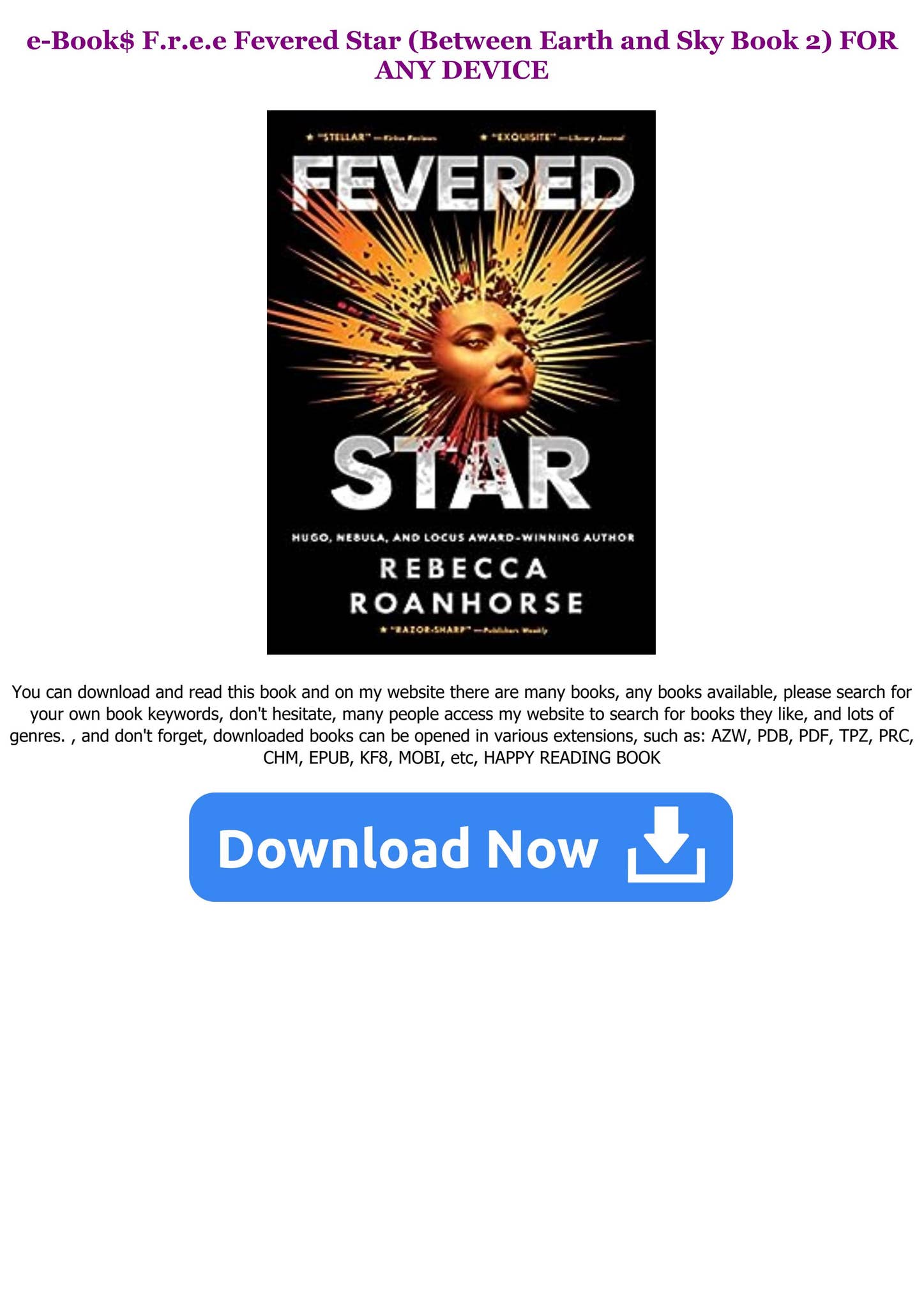 Free Download Fevered Star (Between Earth and Sky Book 2) *Full Online ...