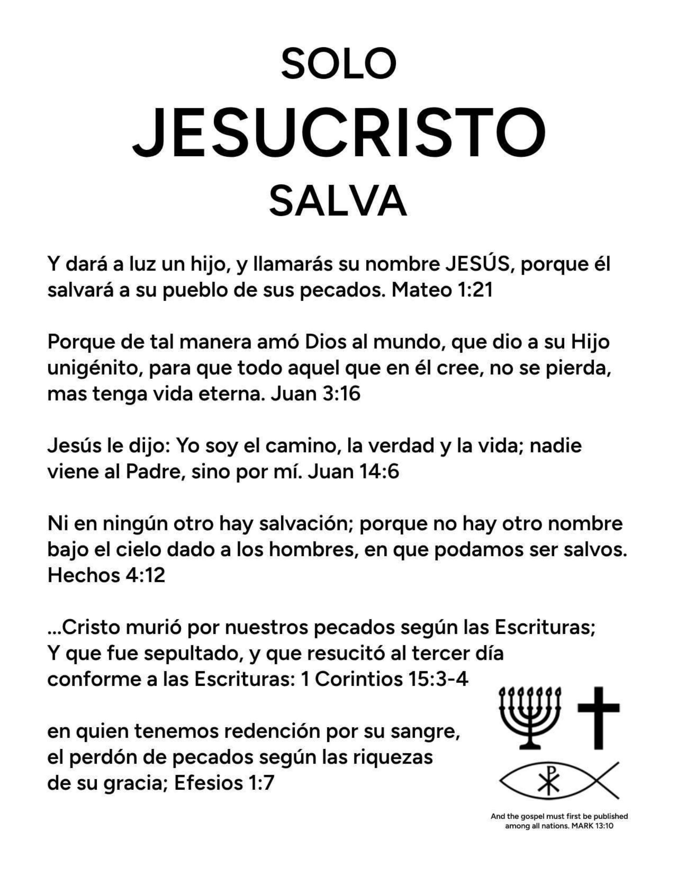 Spanish Gospel Tract - ONLY JESUS CHRIST SAVES by Filipino Tracts and ...