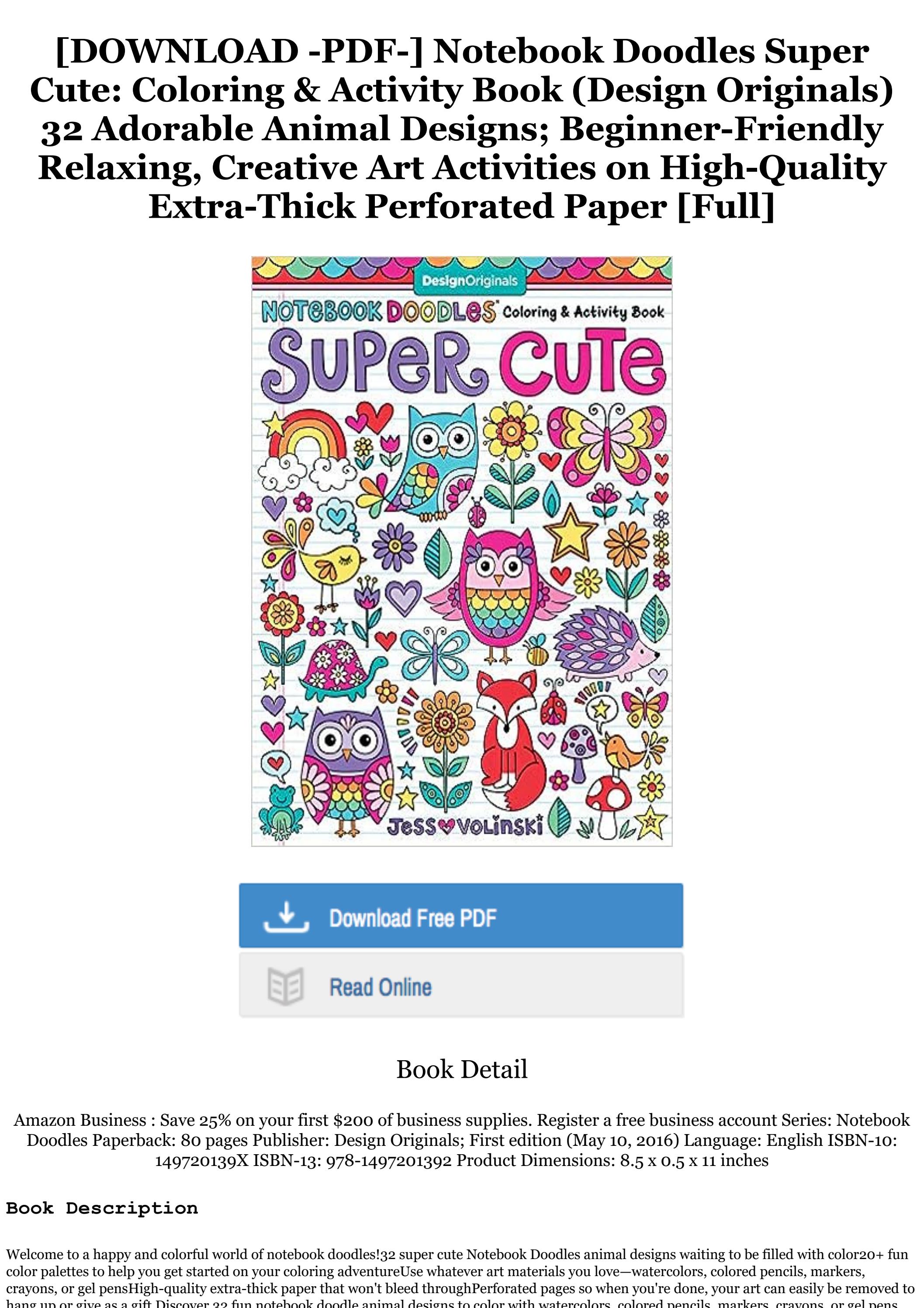 [DOWNLOAD] Notebook Doodles Super Cute: Coloring & Activity Book ...