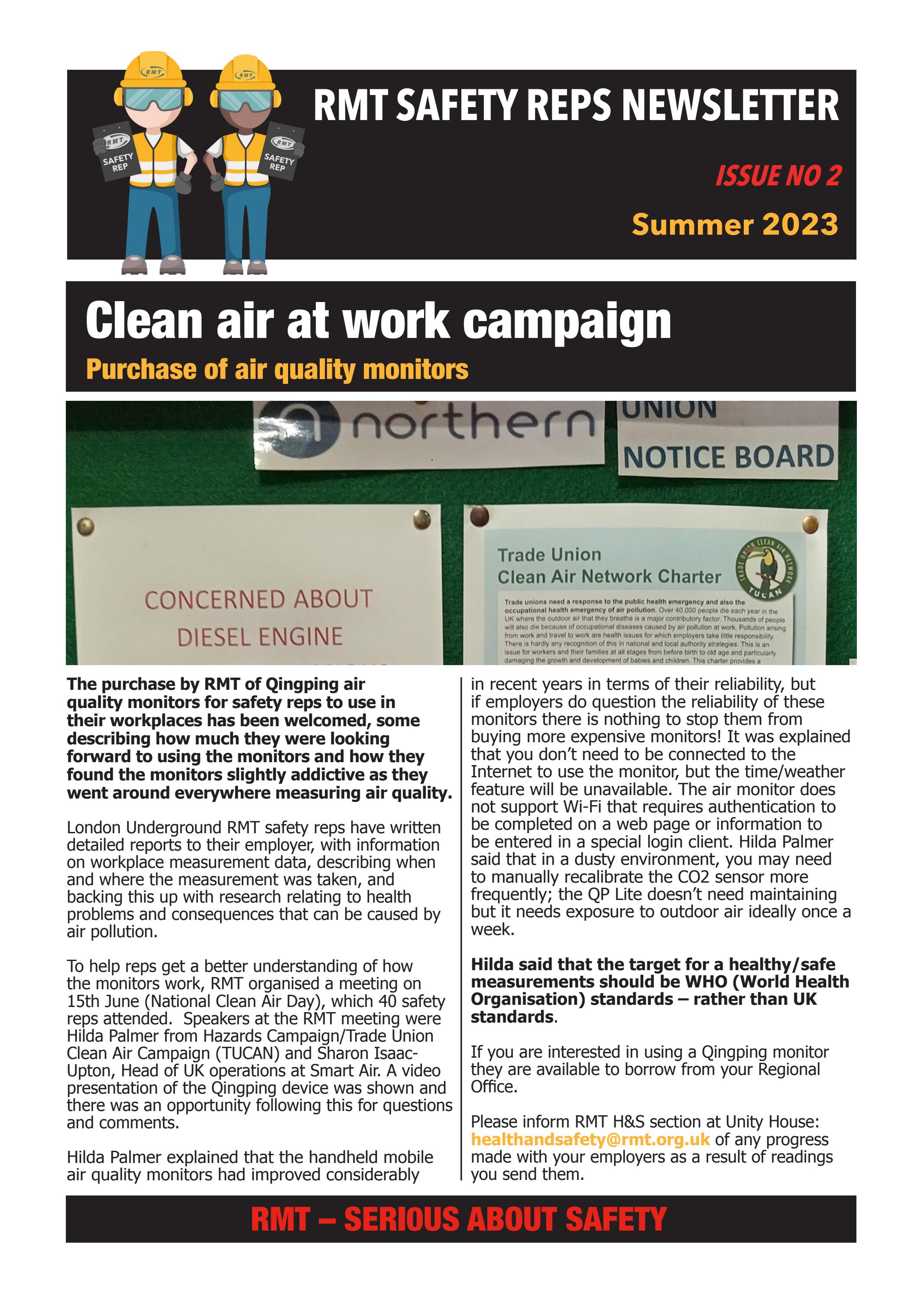 Health & Safety Reps Newsletter No 2 Summer 2023 by RMT Union - Issuu