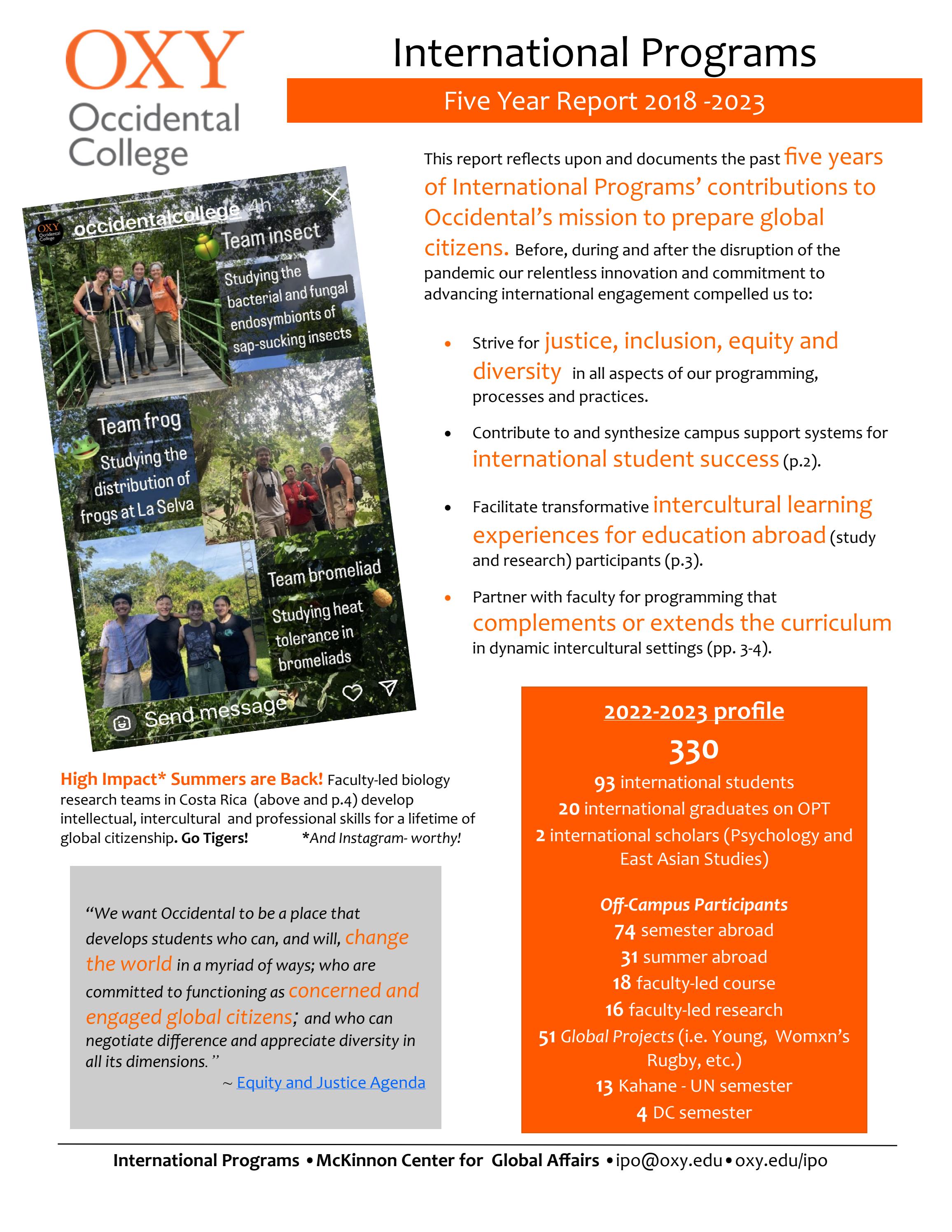 International Programs Office, Five Year Report (2018-23) by Occidental College - Issuu