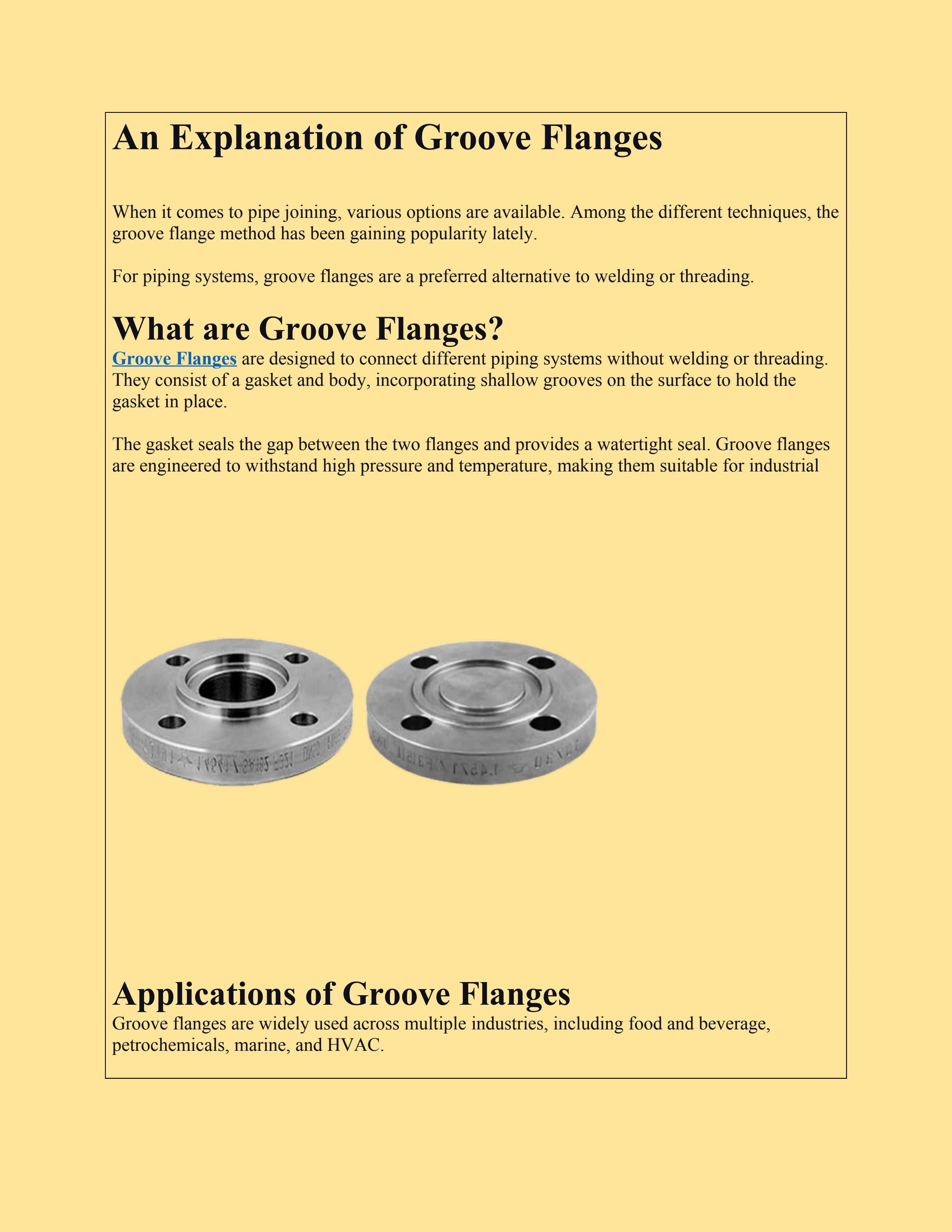 An Explanation of Groove Flanges by niya sharma - Issuu