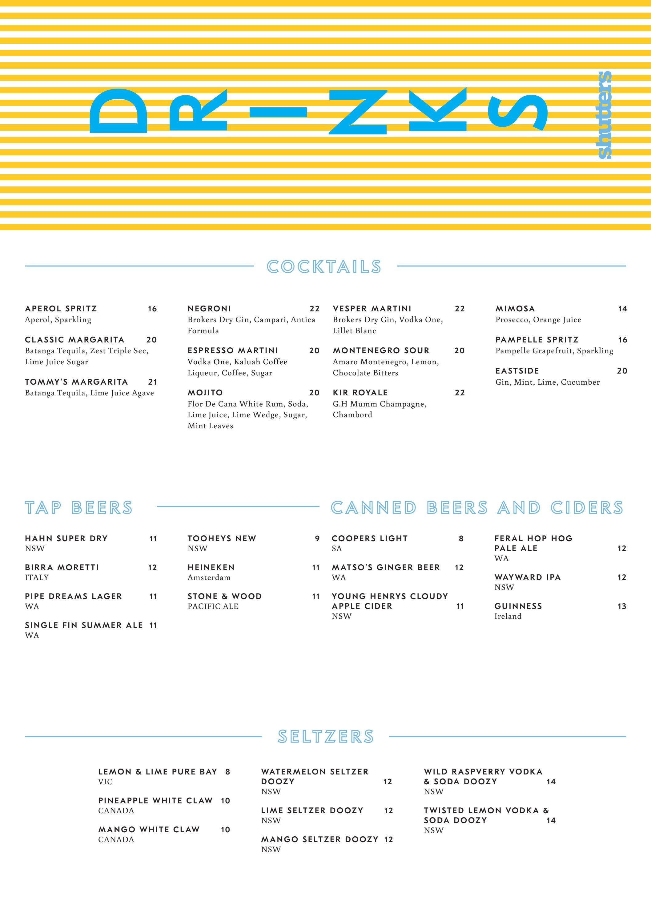 Shutters Drink Menu by cpcoogeebeach - Issuu