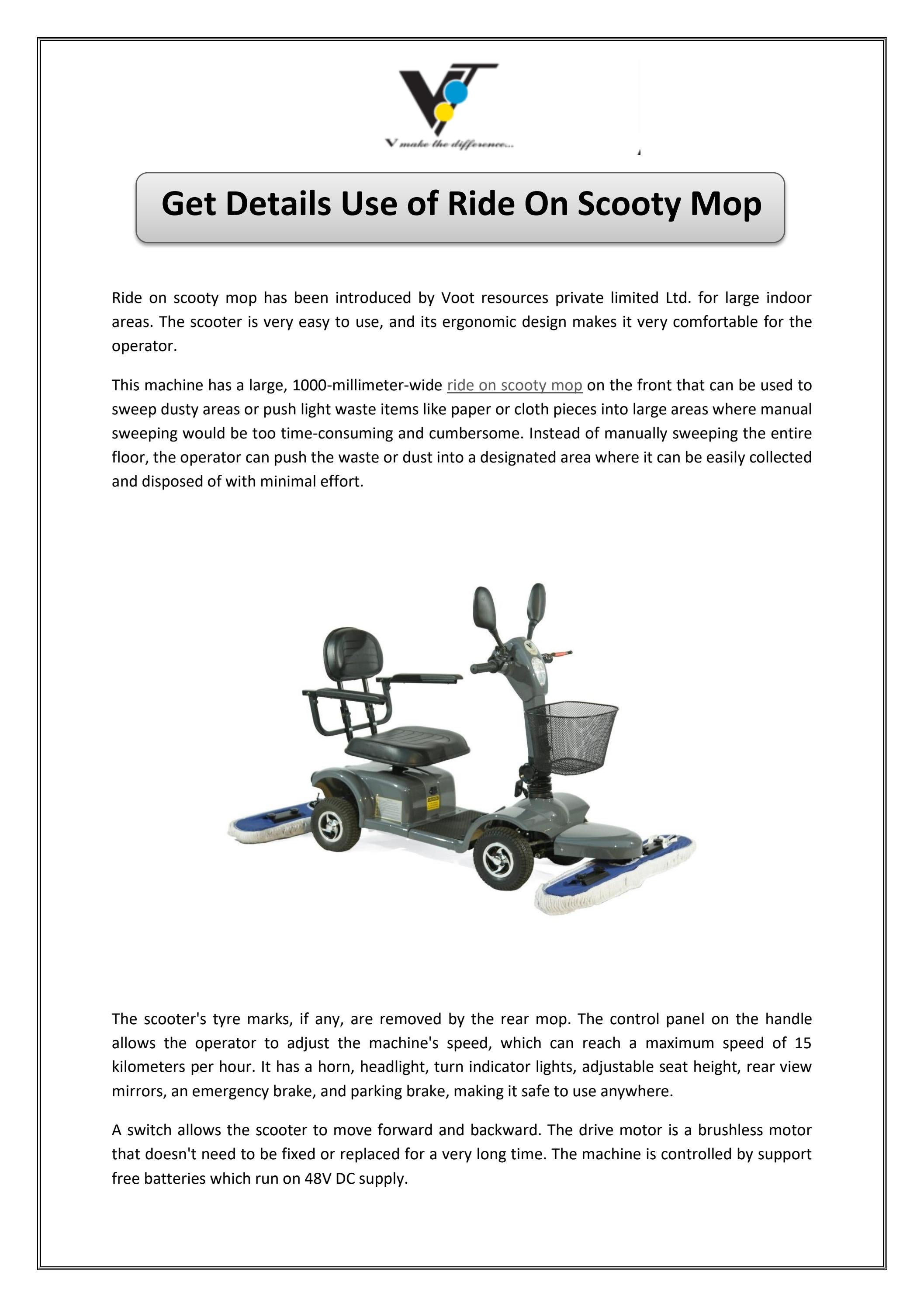 Get Details Use of Ride On Scooty Mop by vootclean - Issuu