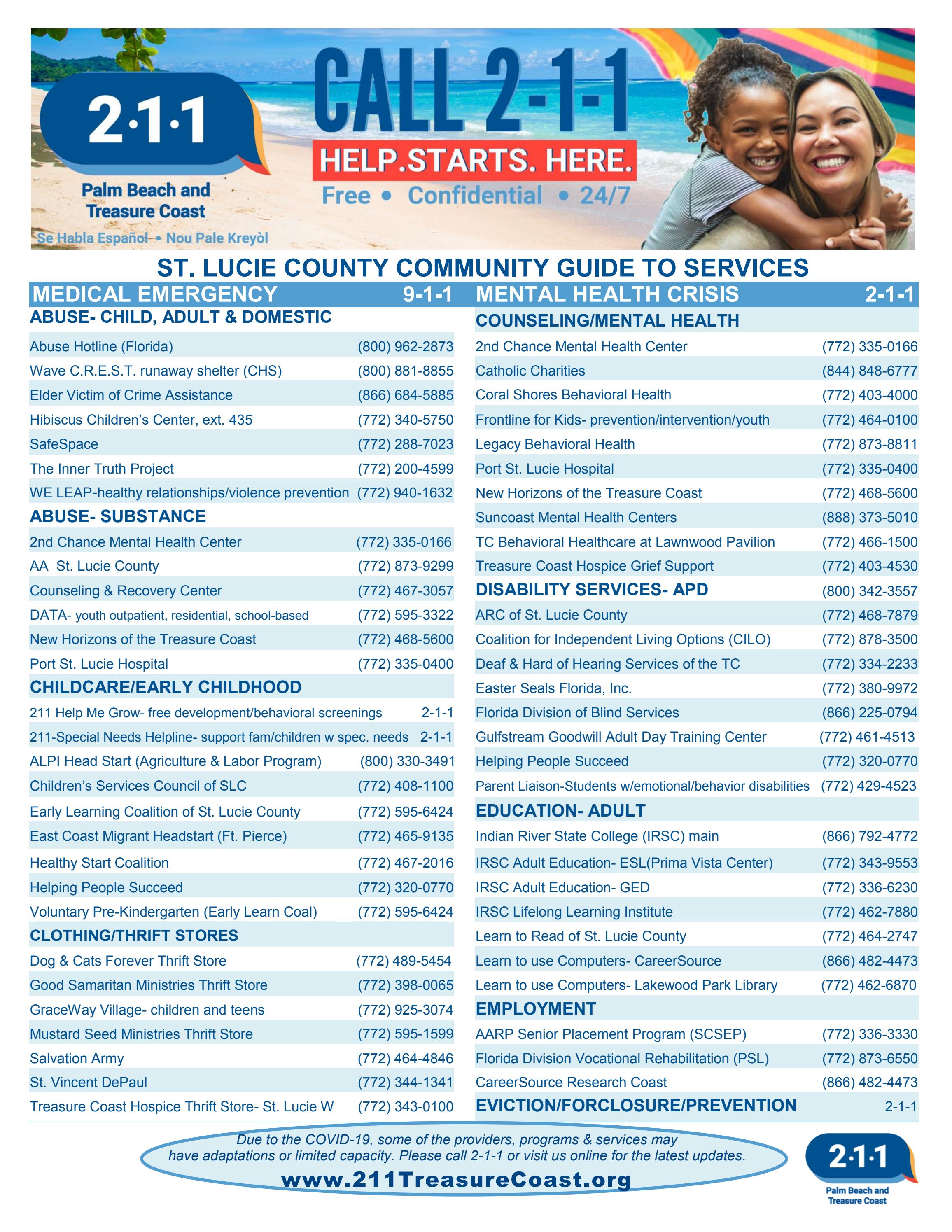 2-1-1 St. Lucie County Community Guide to Services by Judy Graziosi - Issuu