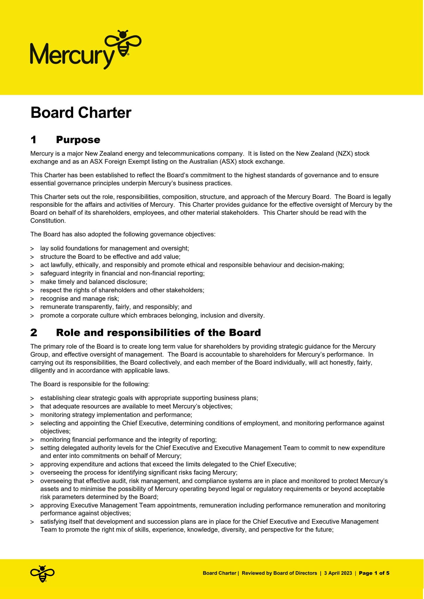 Board Charter - Mercury by Mercury - Issuu