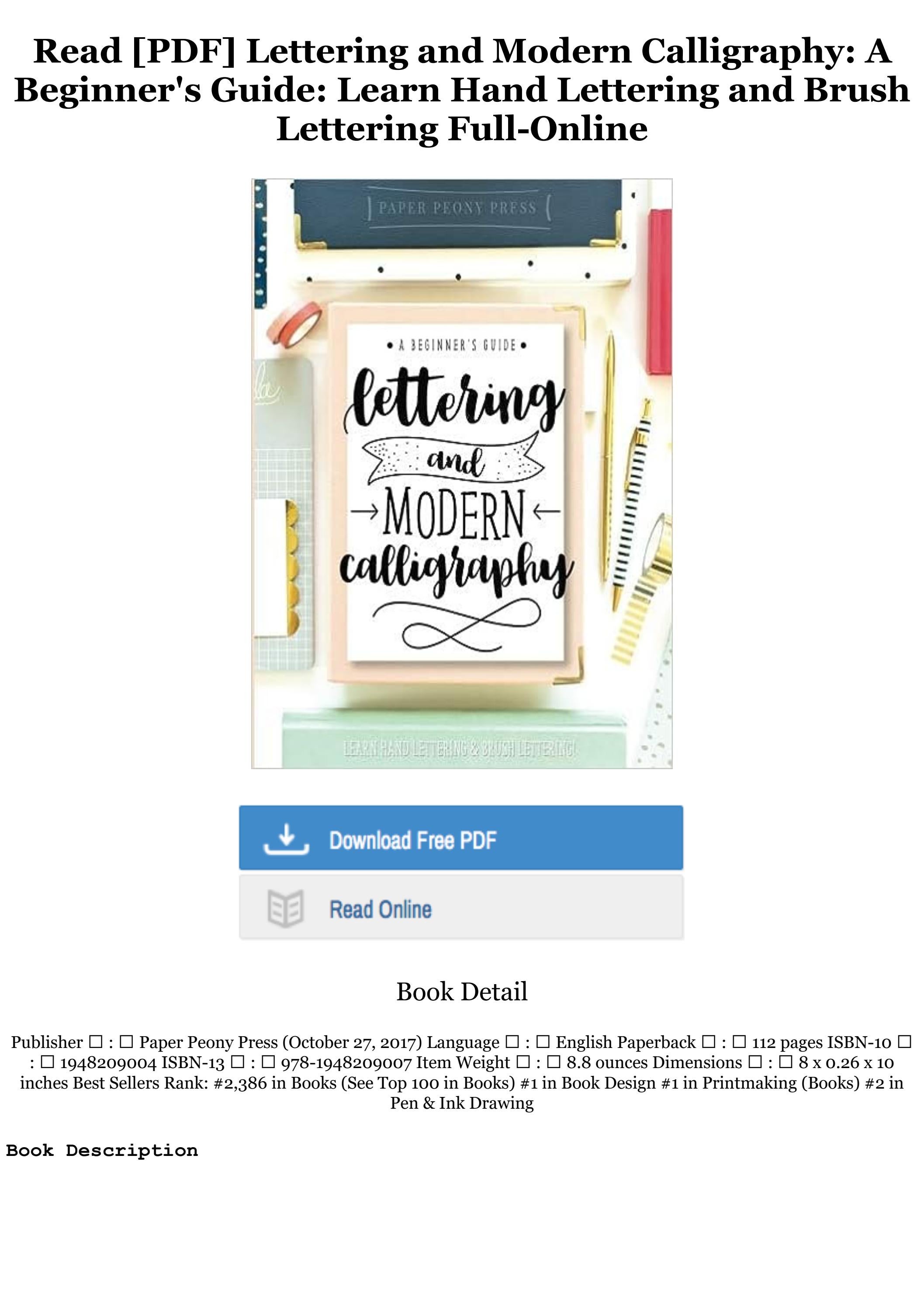 Read Book [PDF] Lettering and Modern Calligraphy: A Beginner's Guide ...