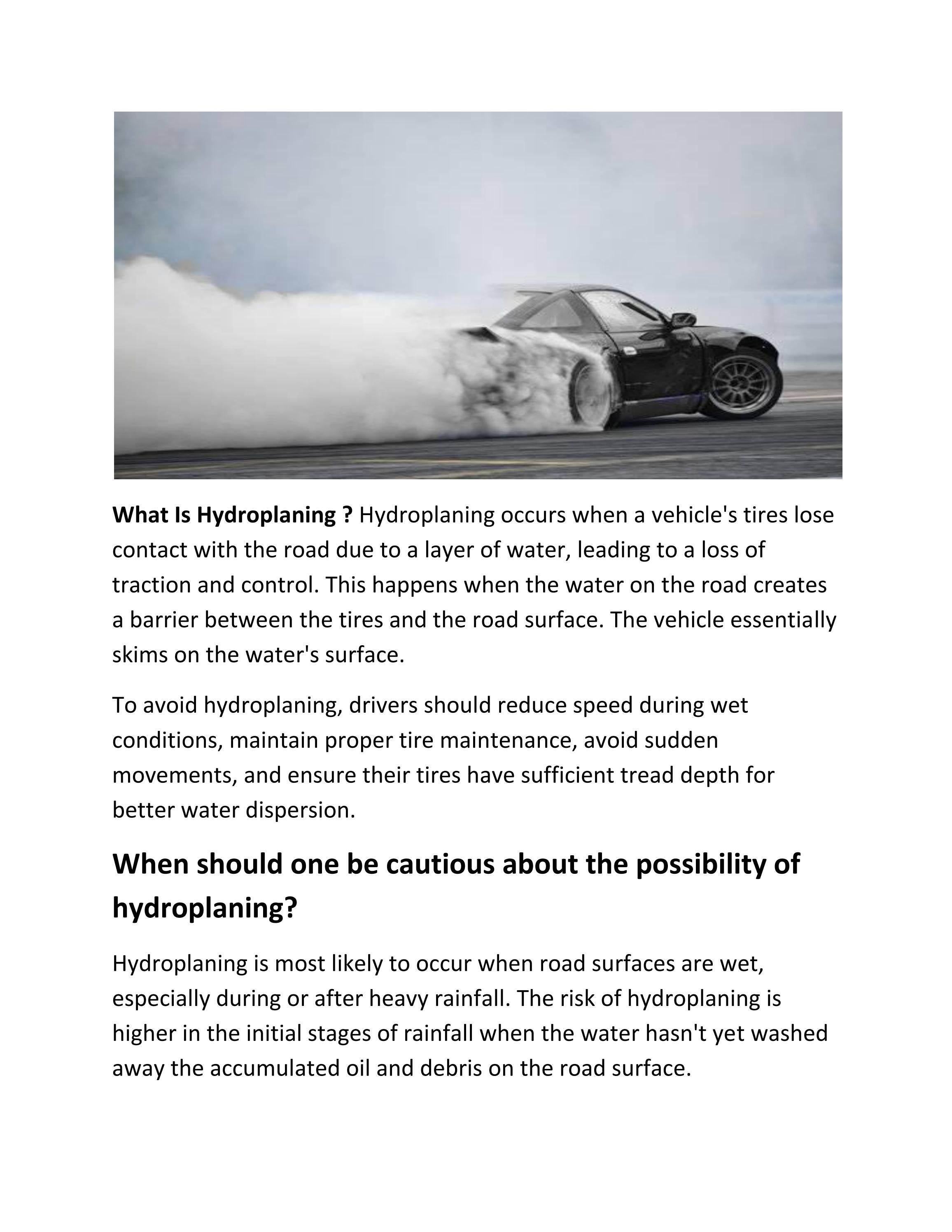What exactly is hydroplaning and what measures can be taken to prevent ...