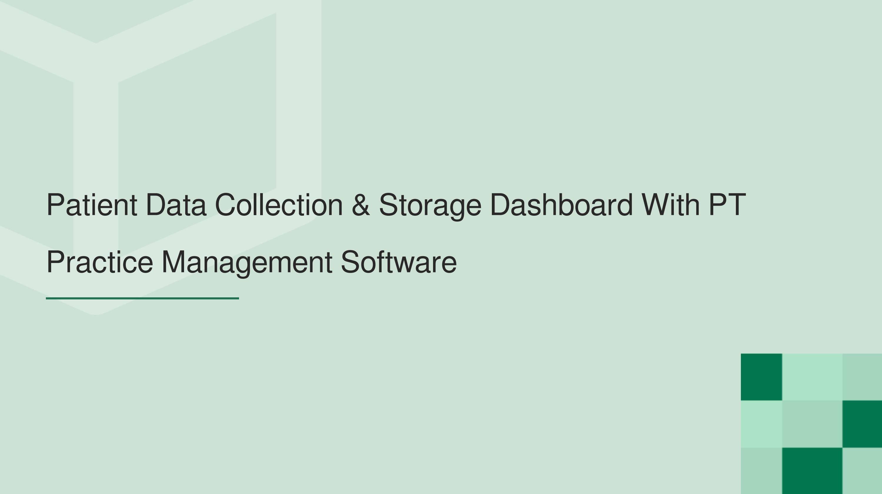 Patient Data Collection & Storage Dashboard With PT Practice Management ...