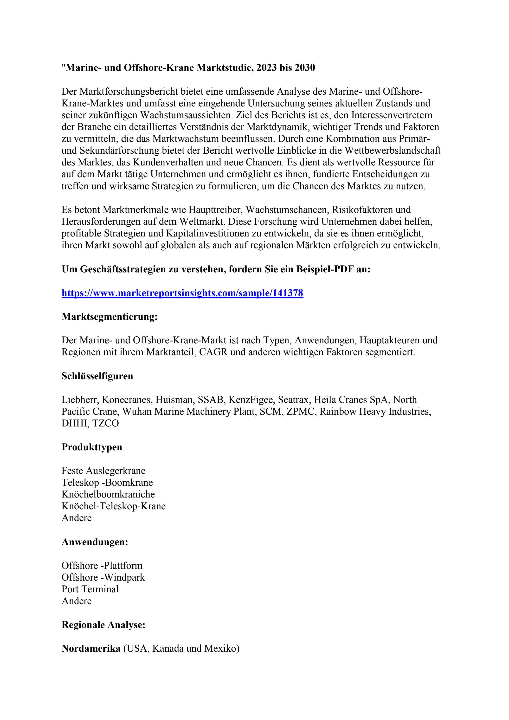 Marine- und Offshore-Krane Markt: SWOT-Analyse, Wachstumstrends ...
