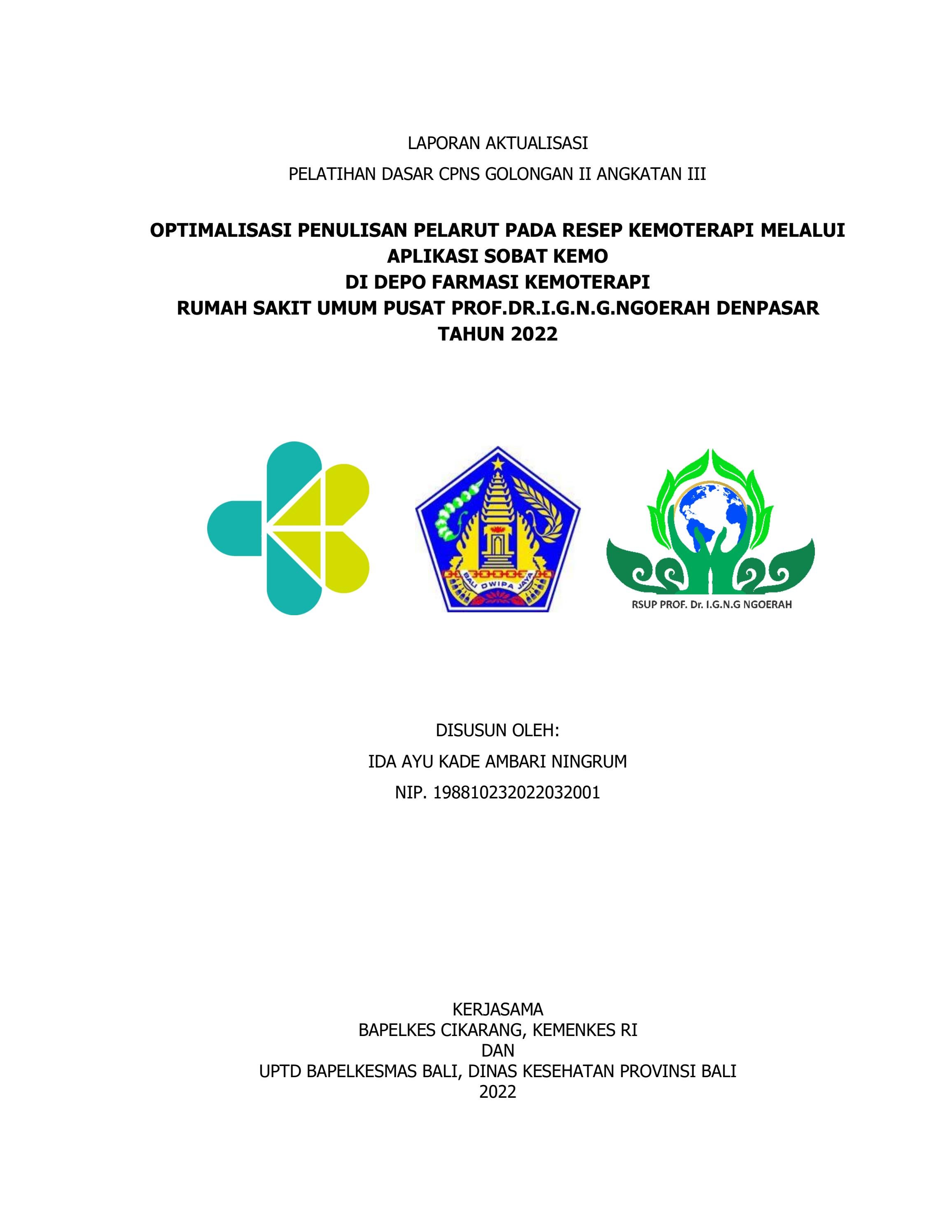 Penulisan Pelarut Pada Resep Kemoterapi Melalui Aplikasi Sobat Kemo Di ...