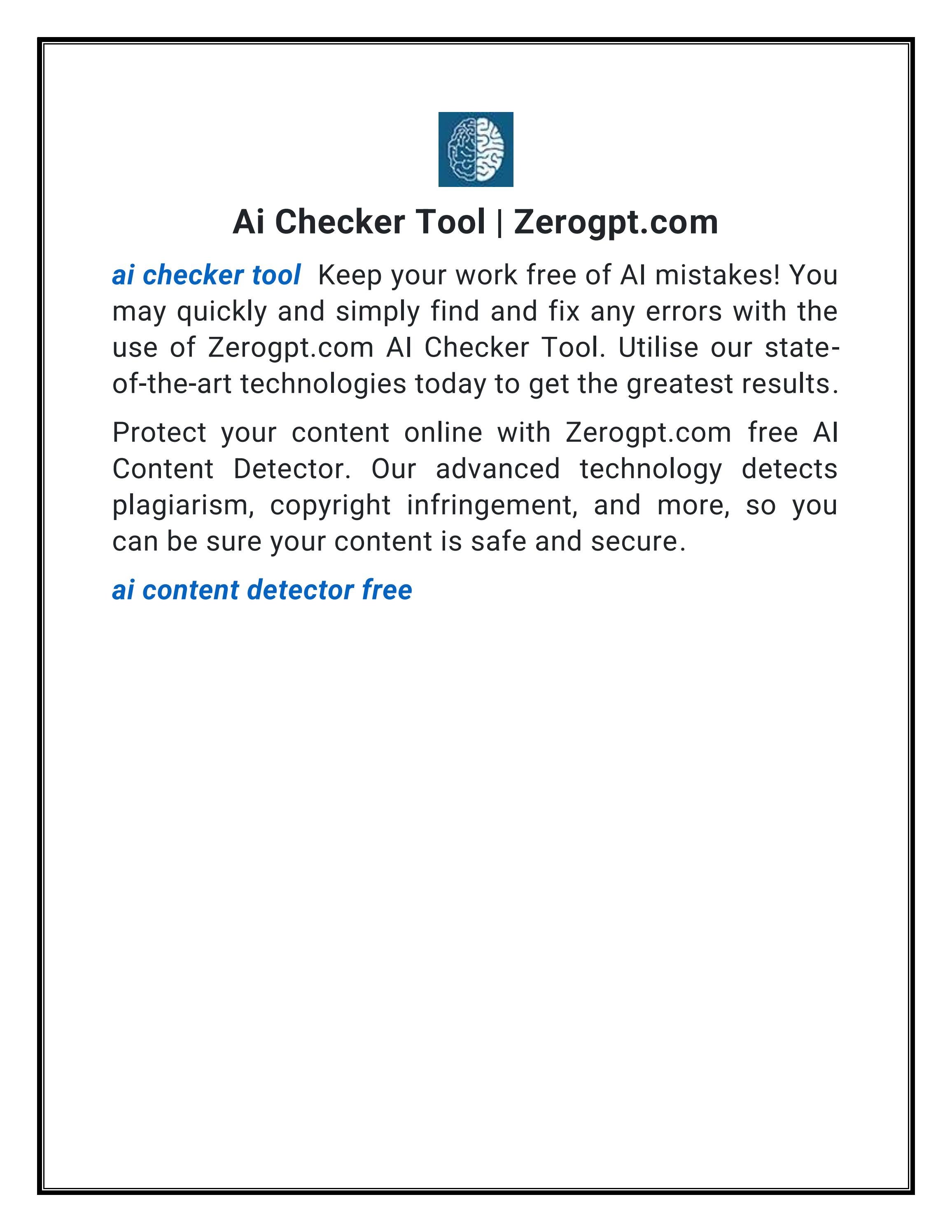 Ai Checker Tool | Zerogpt.com by Zero Gpt - Issuu