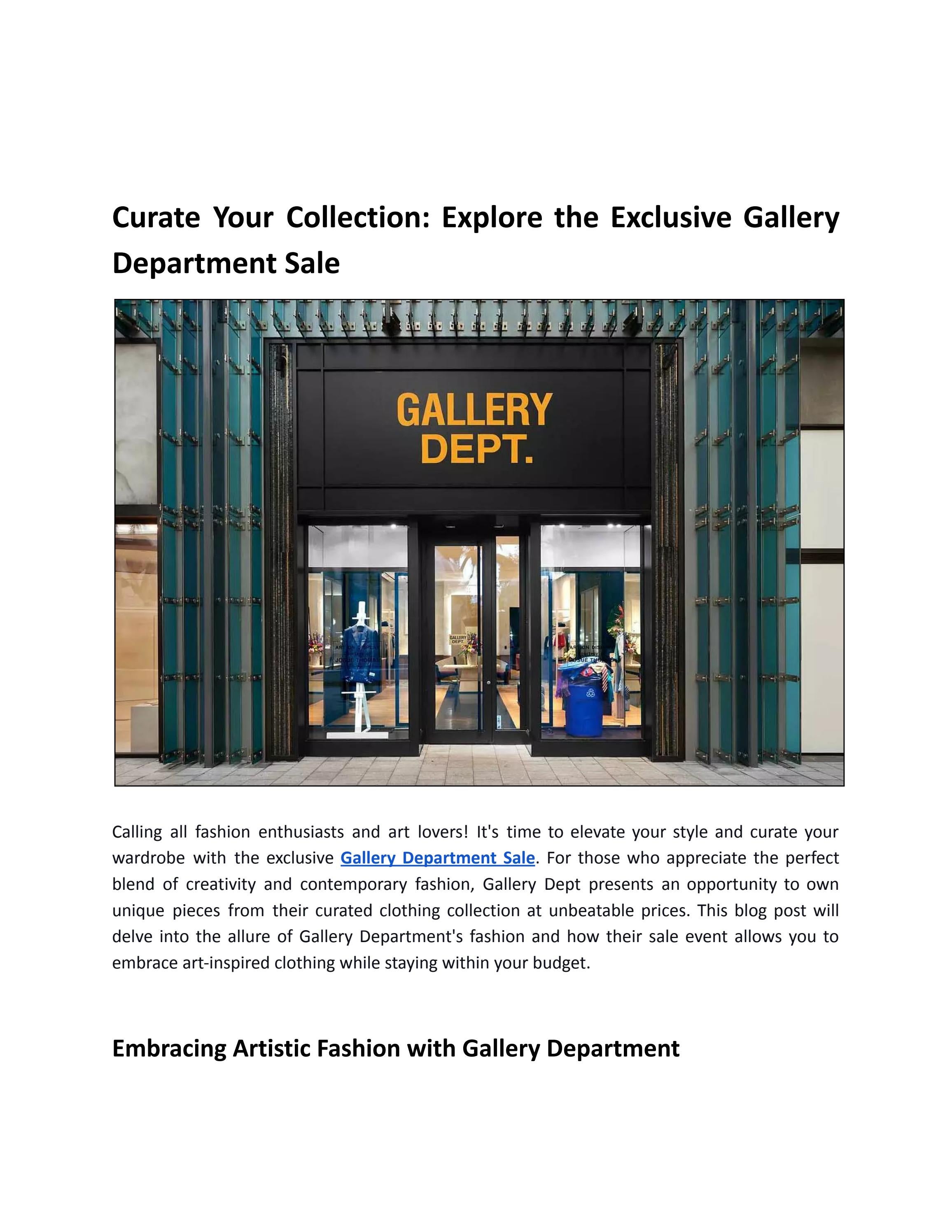 Curate Your Collection: Explore the Exclusive Gallery Department Sale ...
