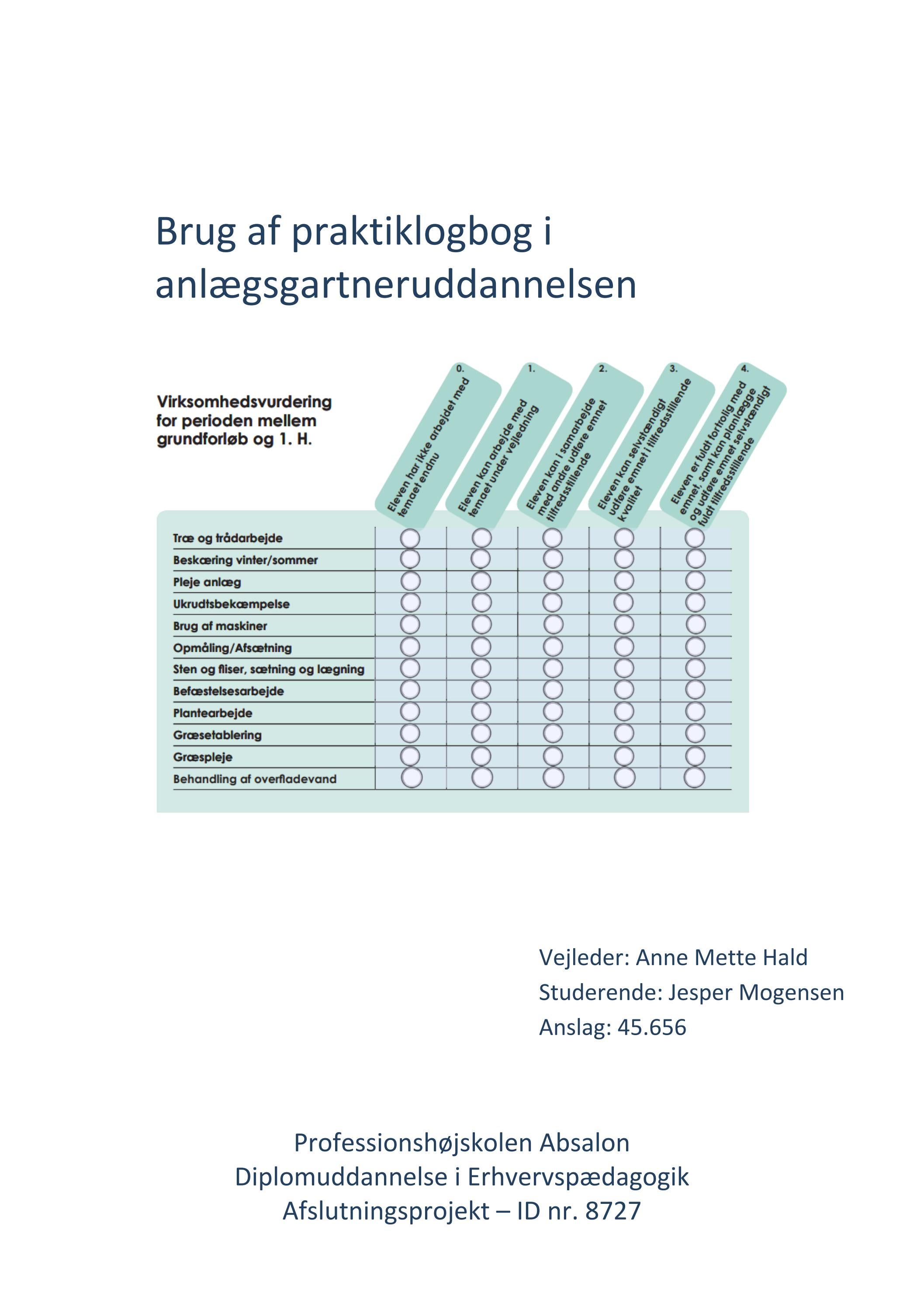 Jesper Mogensen: Brug af praktiklogbog i anlægsgartneruddannelsen by ...