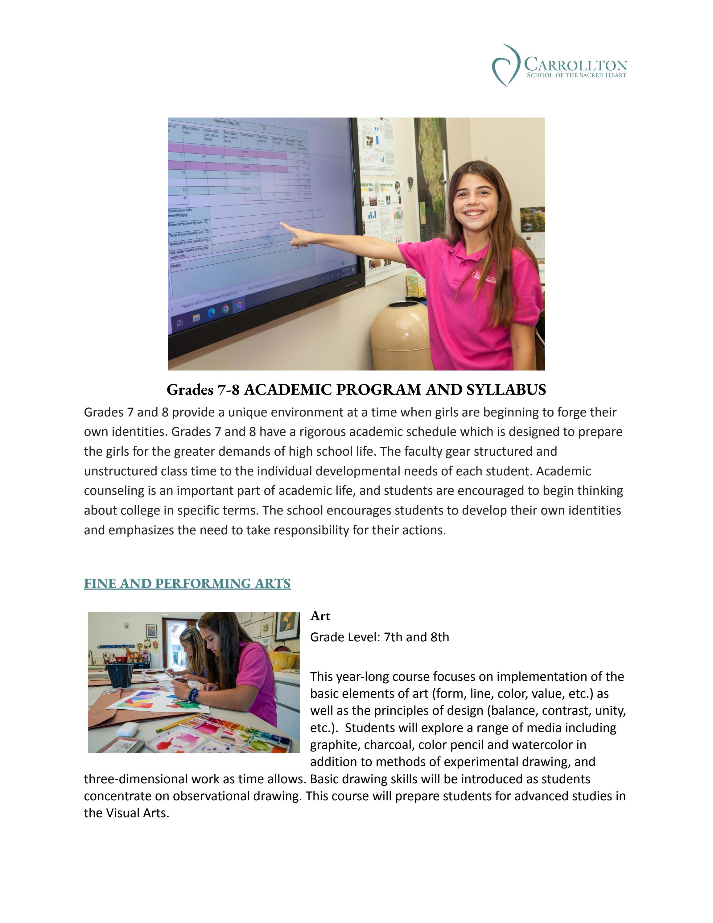 Grades 7-8 Curriculum Guide by Carrollton School of the Sacred Heart ...