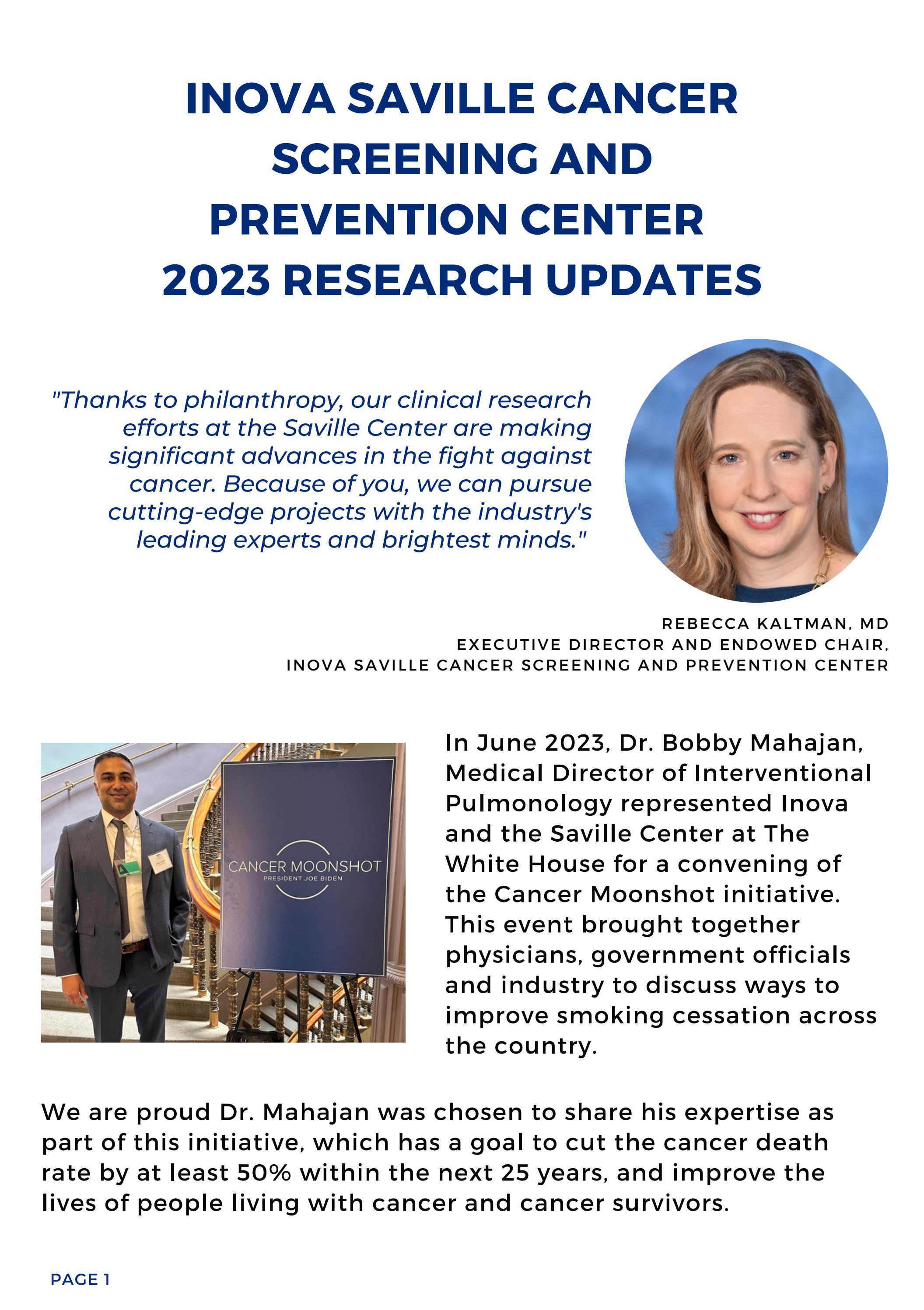 Inova Saville Cancer Screening and Prevention Center 2023 Research ...