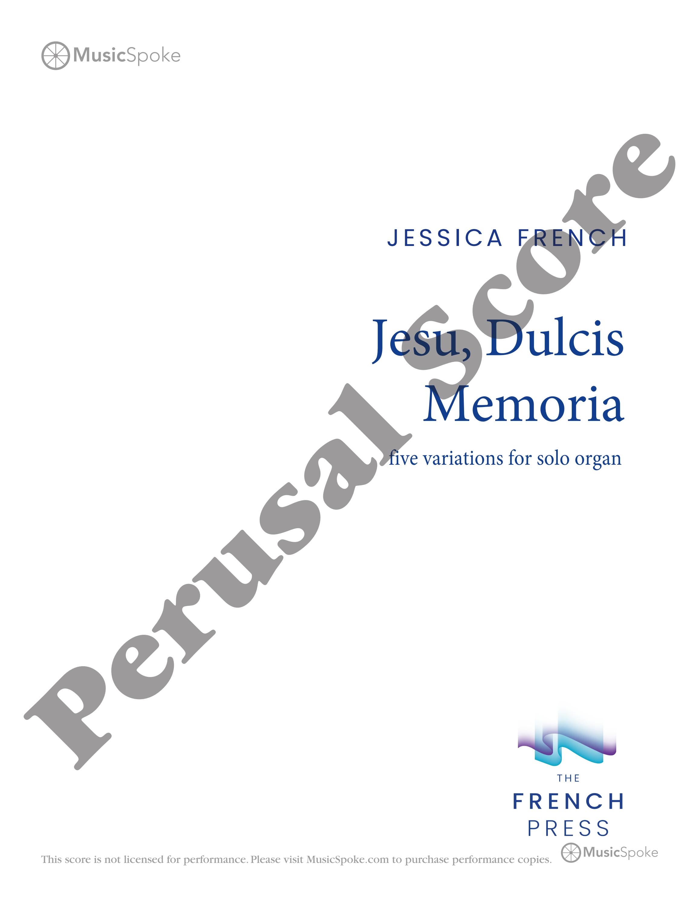 Jesu, Dulcis Memoria | Jessica French | MusicSpoke by MusicSpoke - Issuu