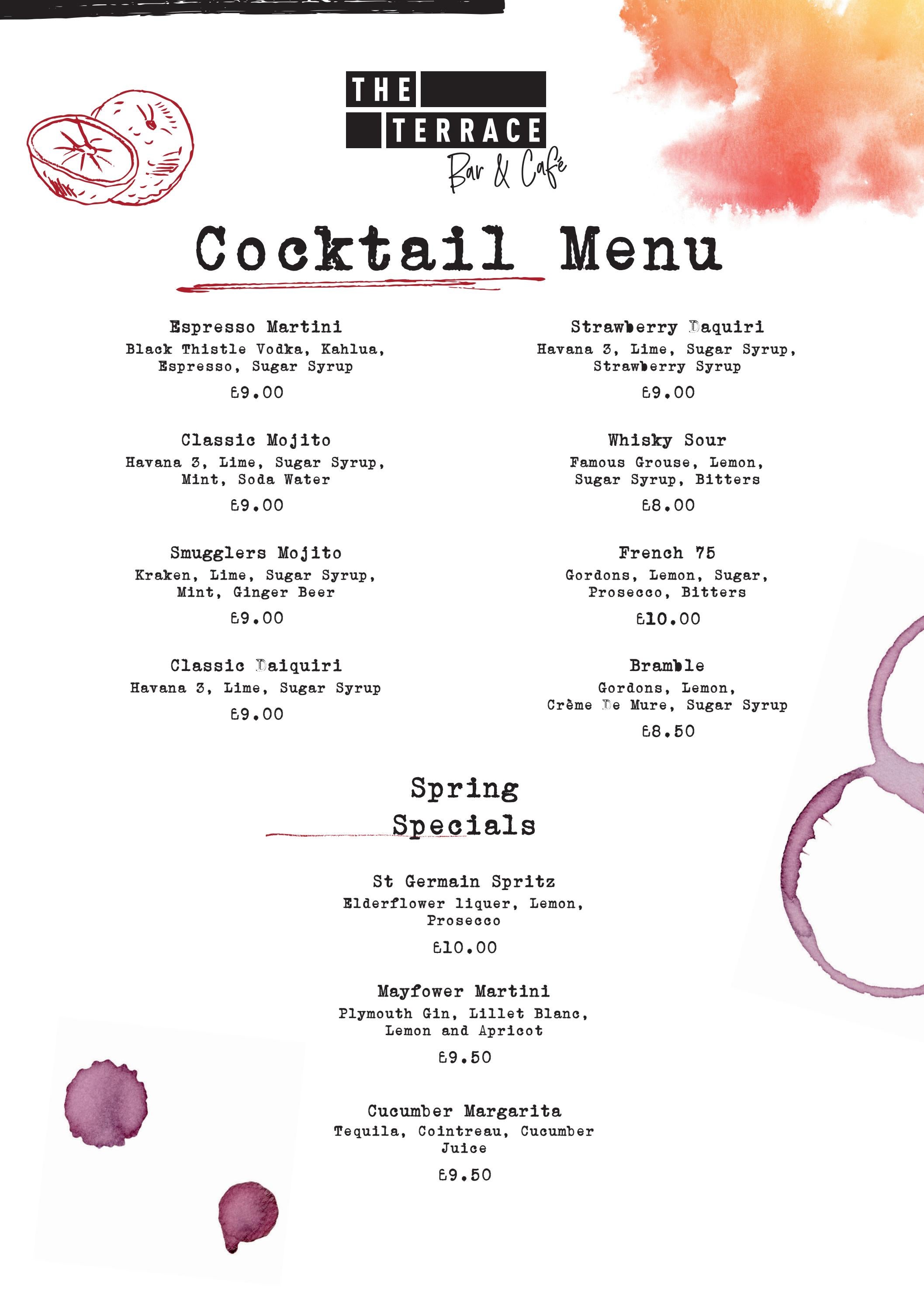 The Terrace Cocktail Menu Spring 23 by Aberdeen Performing Arts - Issuu