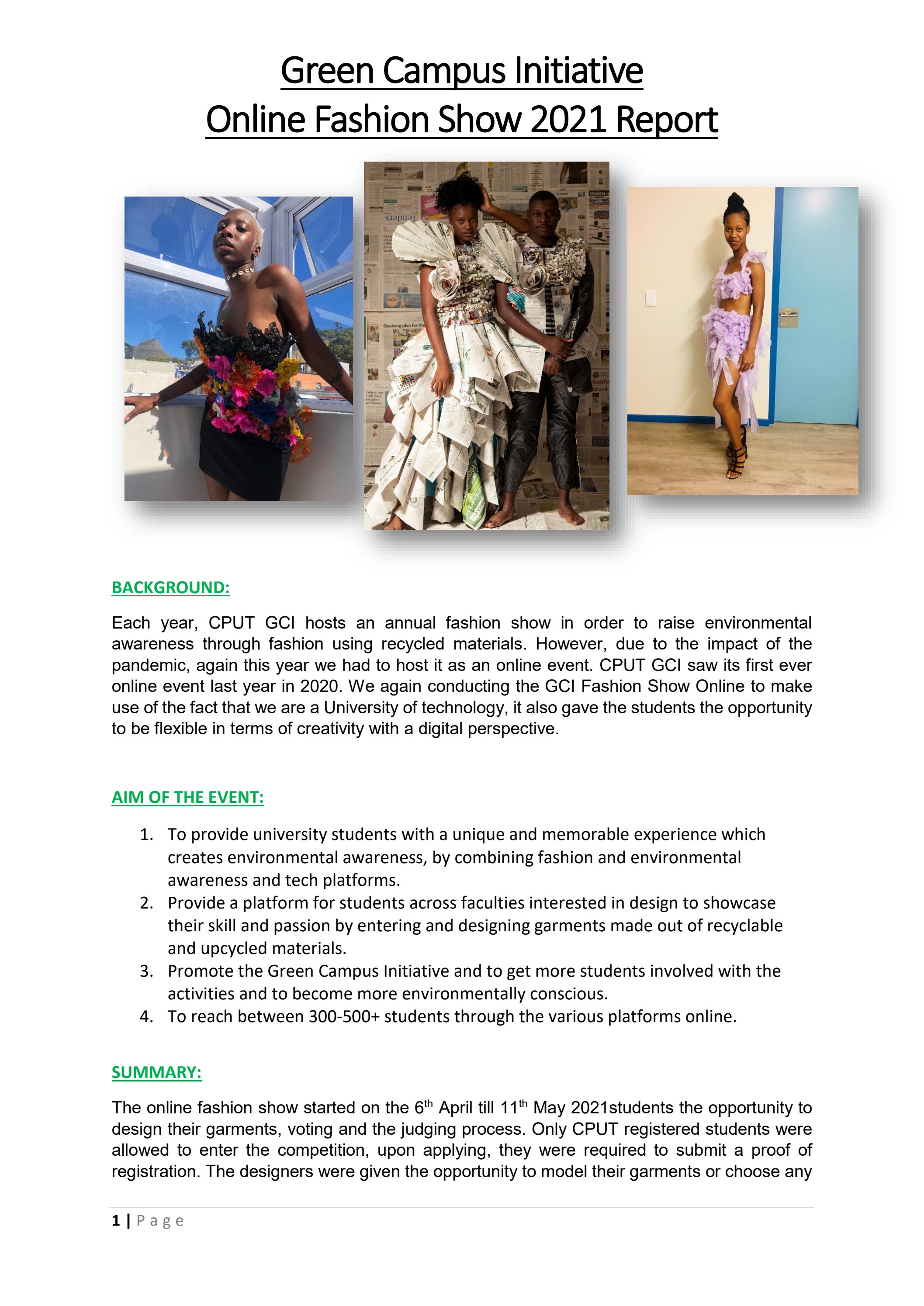 GCI Fashion Show 2021 Report by Cape Peninsula University of Technology ...