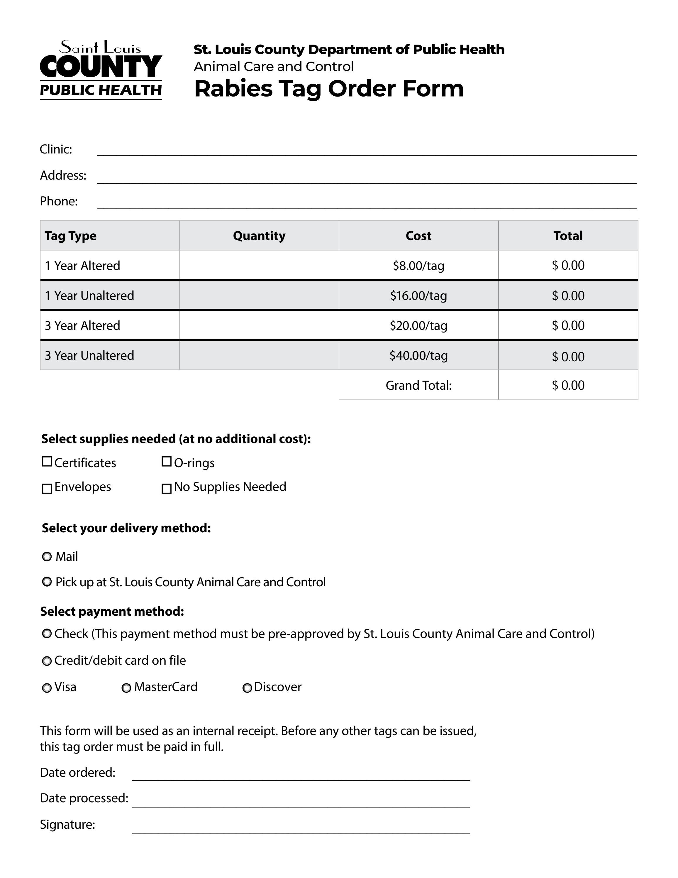 Rabies Tag Order Form by STLCOGOV - Issuu