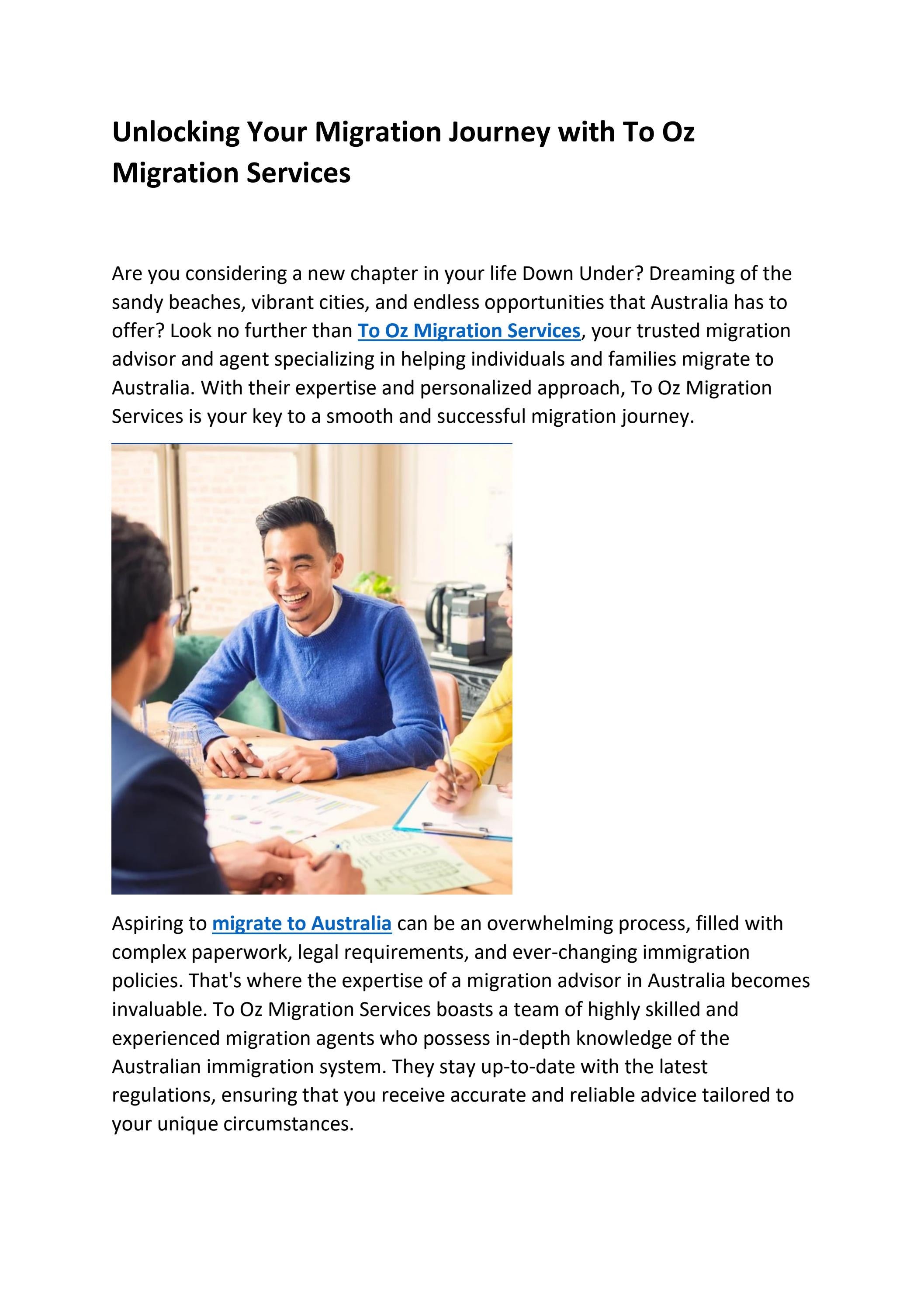 Unlocking Your Migration Journey with To Oz Migration Services by ...