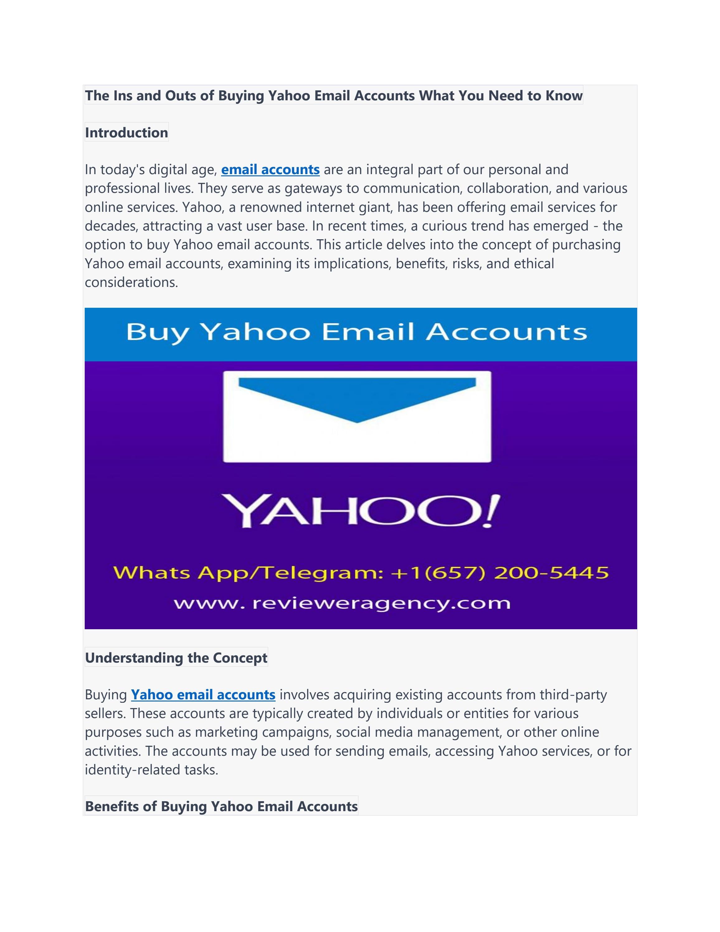 Buy Yahoo Email Accounts by JamesHardman - Issuu