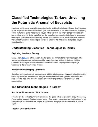 Classified Technologies Tarkov by usatopservice24 - Issuu