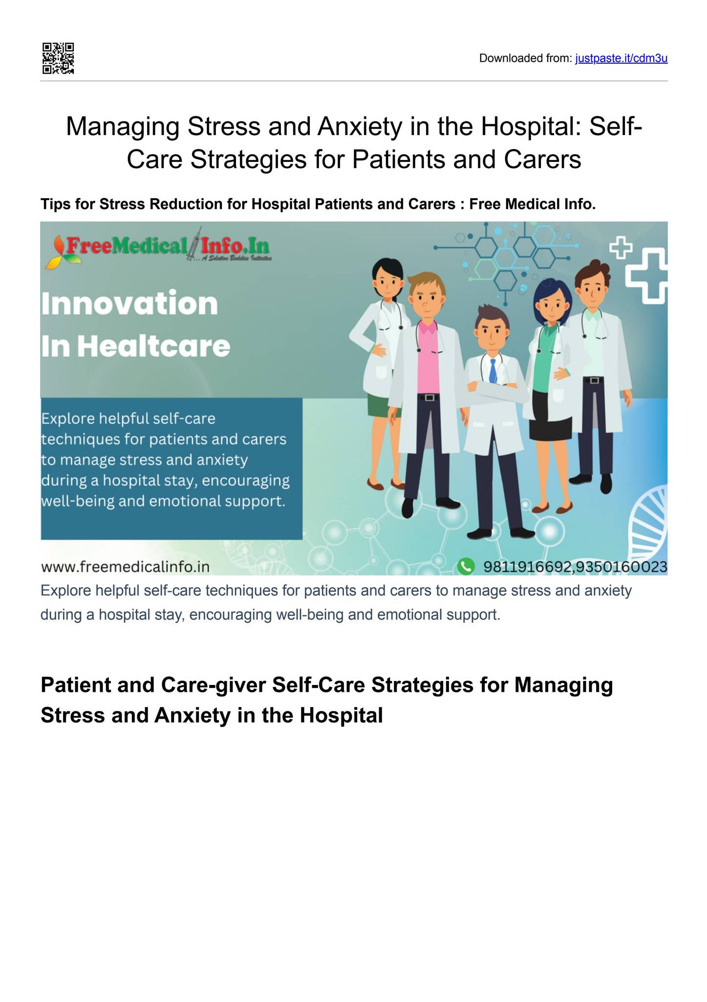 Managing Stress and Anxiety in the Hospital: Self-Care Strategies for ...