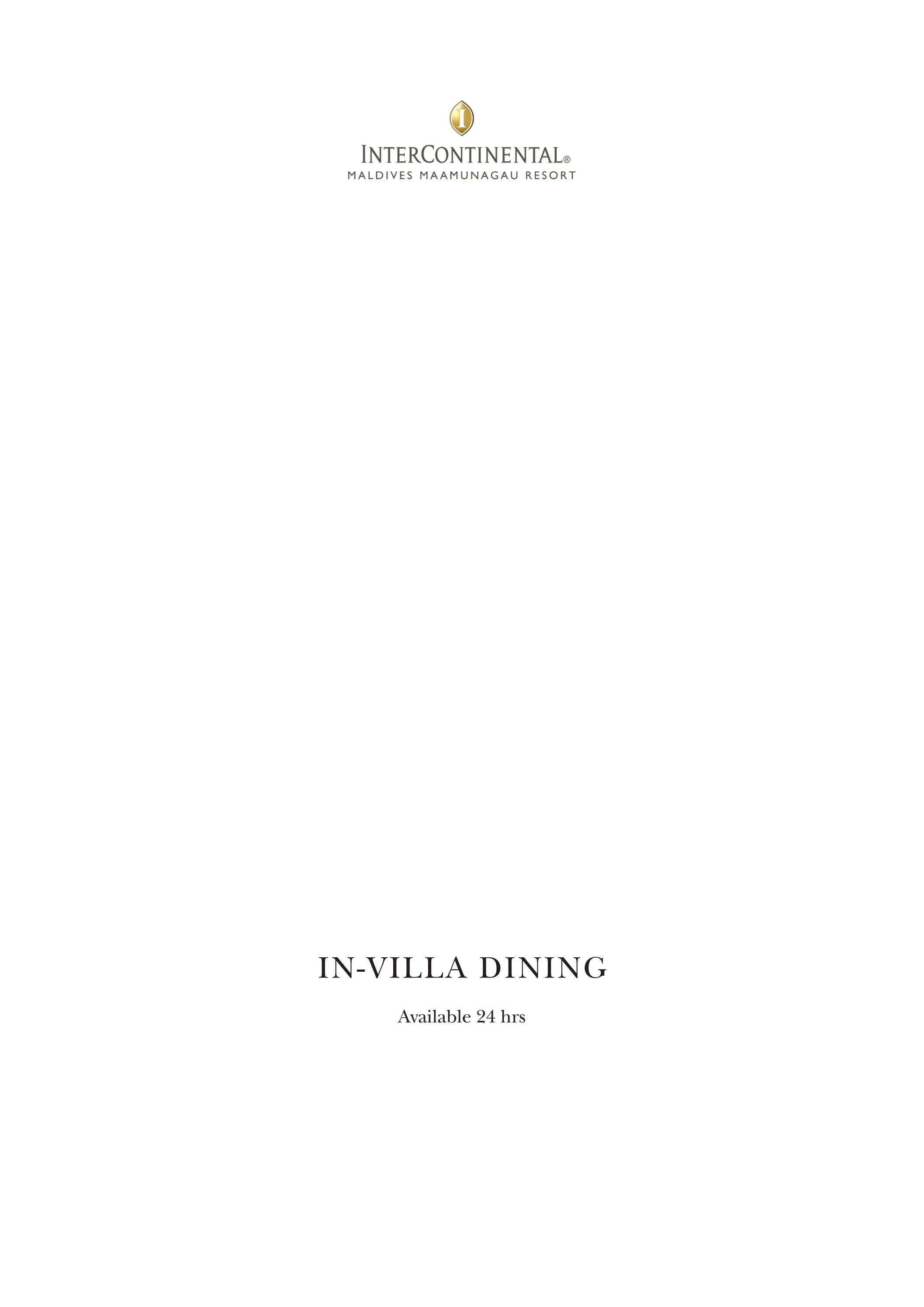 InterContinental Maldives In Villa Dining Menu by InterContinental ...