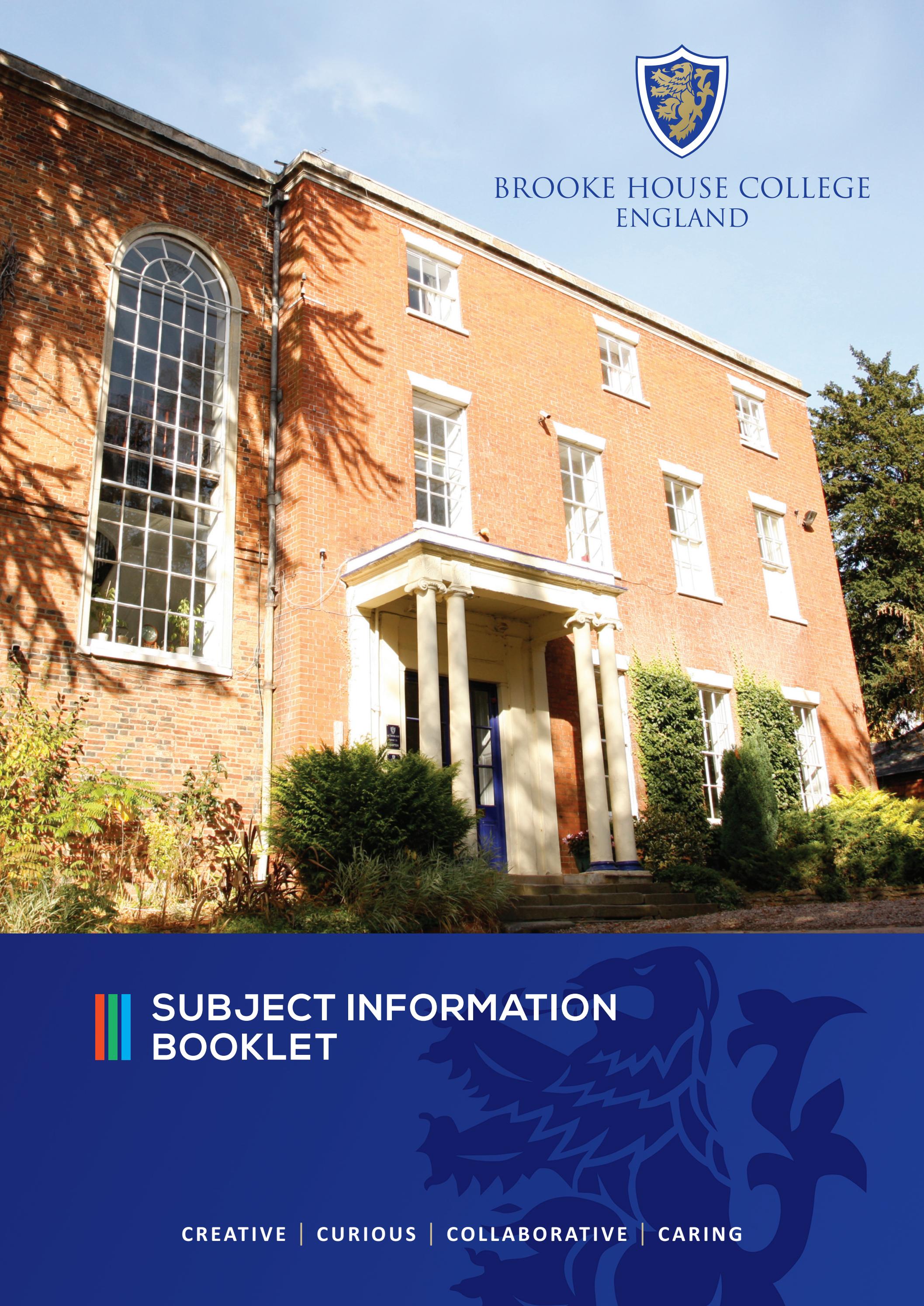 Brooke House College Subject Information Booklet 2023 by c.blackshaw ...