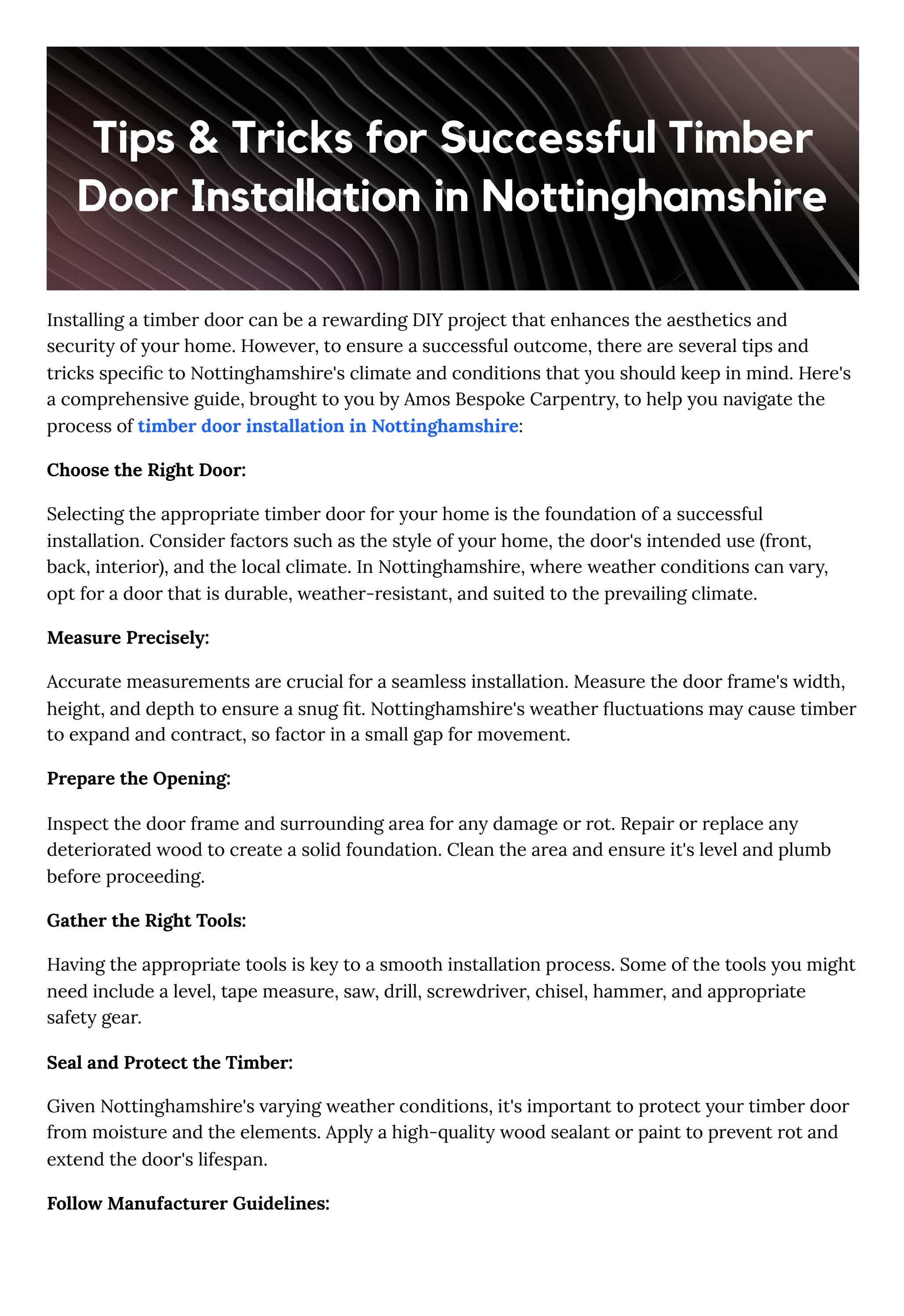 Tips & Tricks for Successful Timber Door Installation in ...