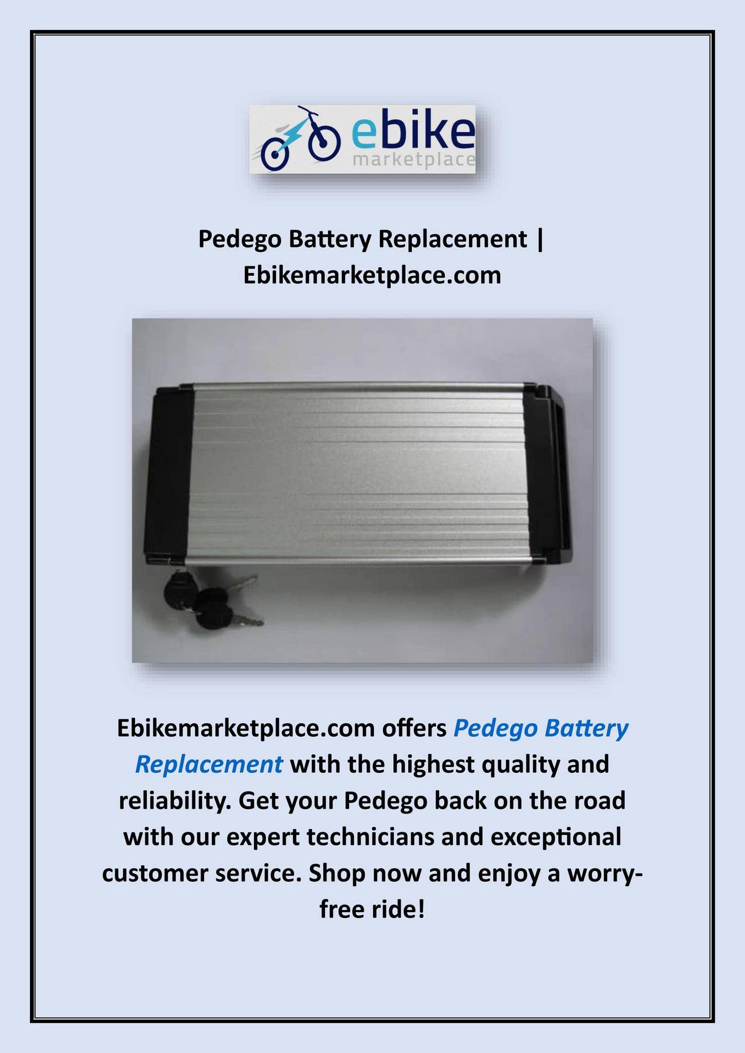 Pedego Battery Replacement | Ebikemarketplace.com by ebikemarketplace ...
