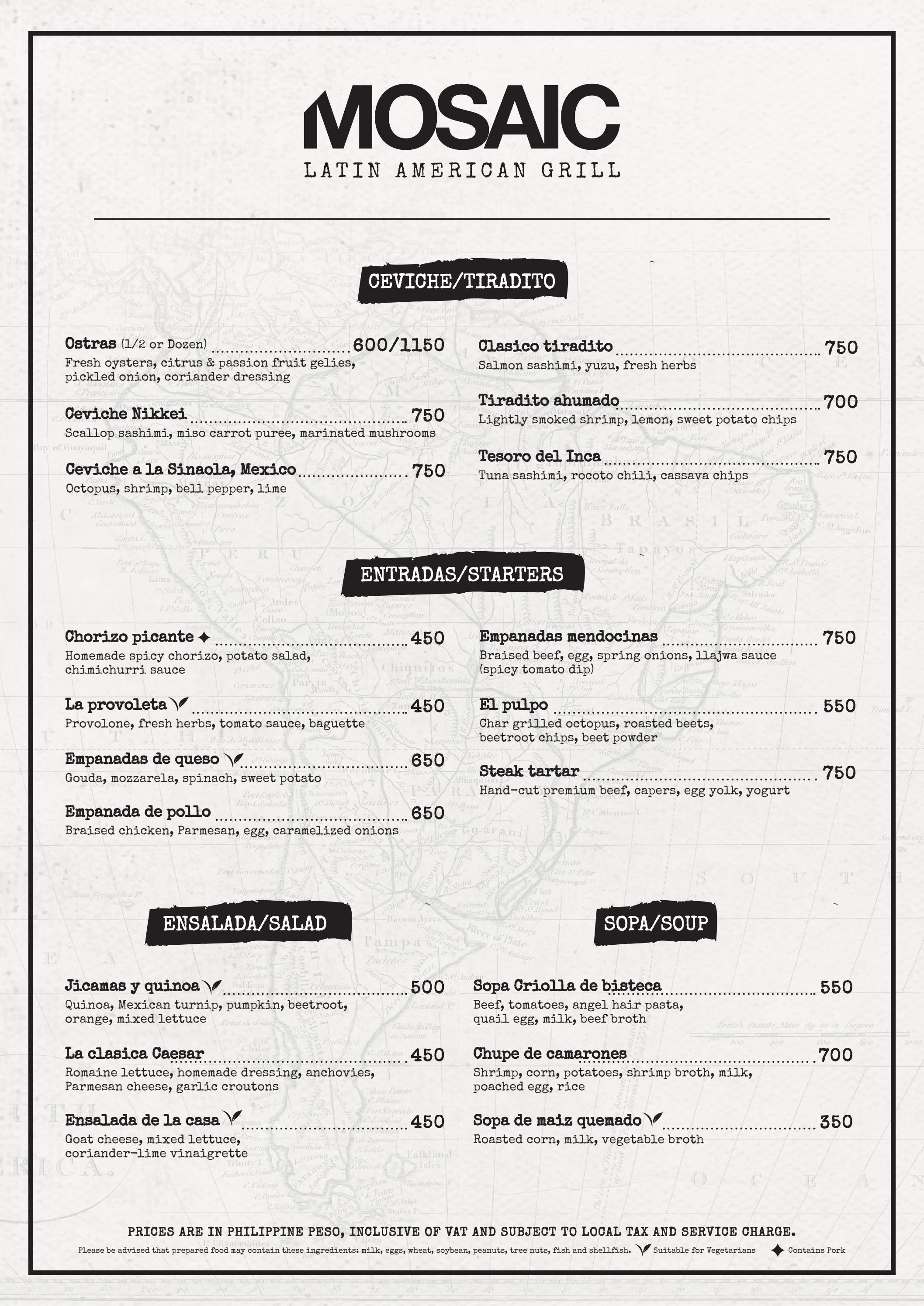 Mosaic Latin American Grill Menu by Crimson Resort and Spa, Boracay - Issuu