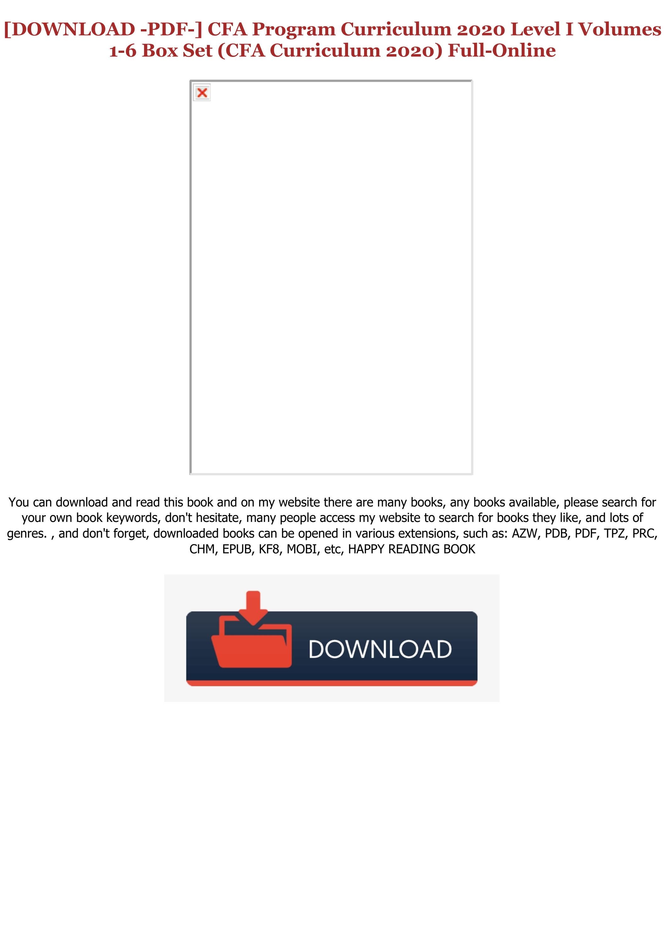 Download eBook CFA Program Curriculum 2020 Level I Volumes 1-6 Box Set ...