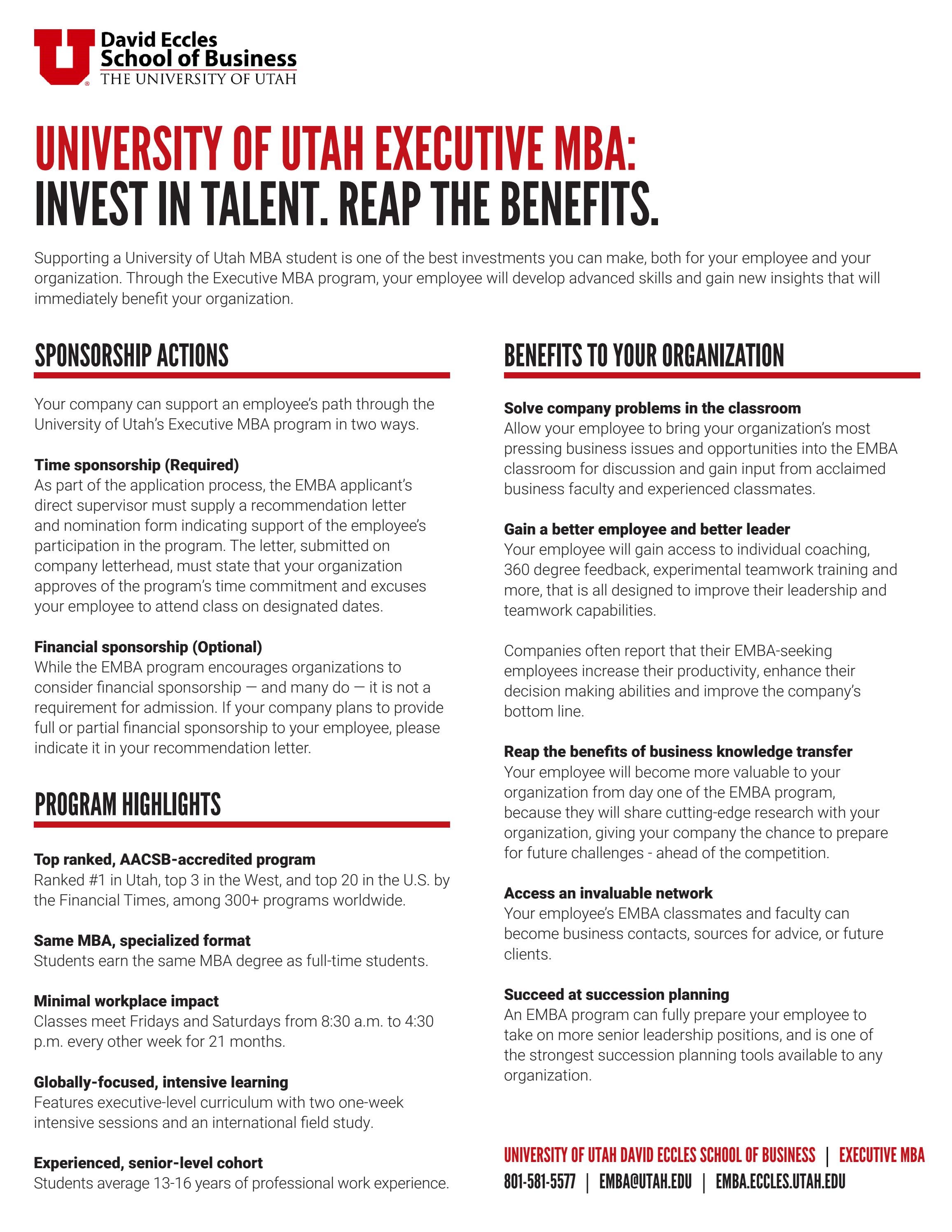 The Value of an Executive MBA for Employers by University of Utah's MBA ...