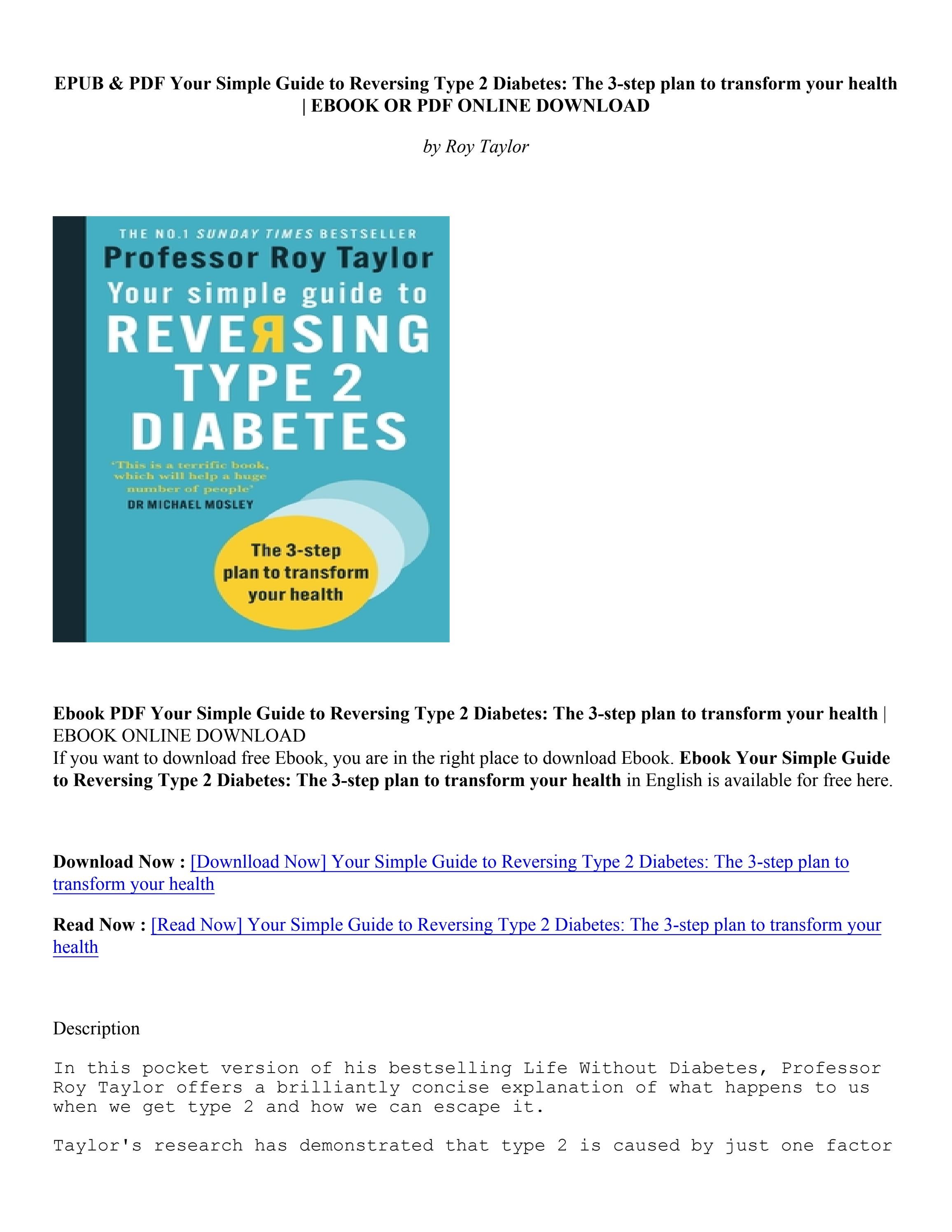 PDF ePub Your Simple Guide To Reversing Type 2 Diabetes The 3 step pdf-epub-your-simple-guide-to-reversing-type-2-diabetes-the-3-step
