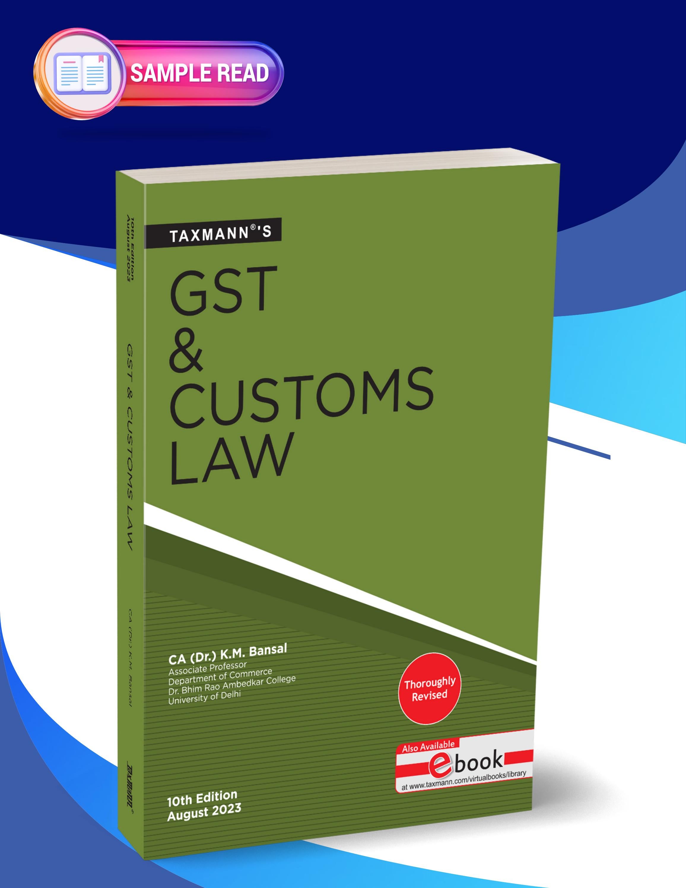 Taxmann's GST & Customs Law | TEXTBOOK by Taxmann - Issuu