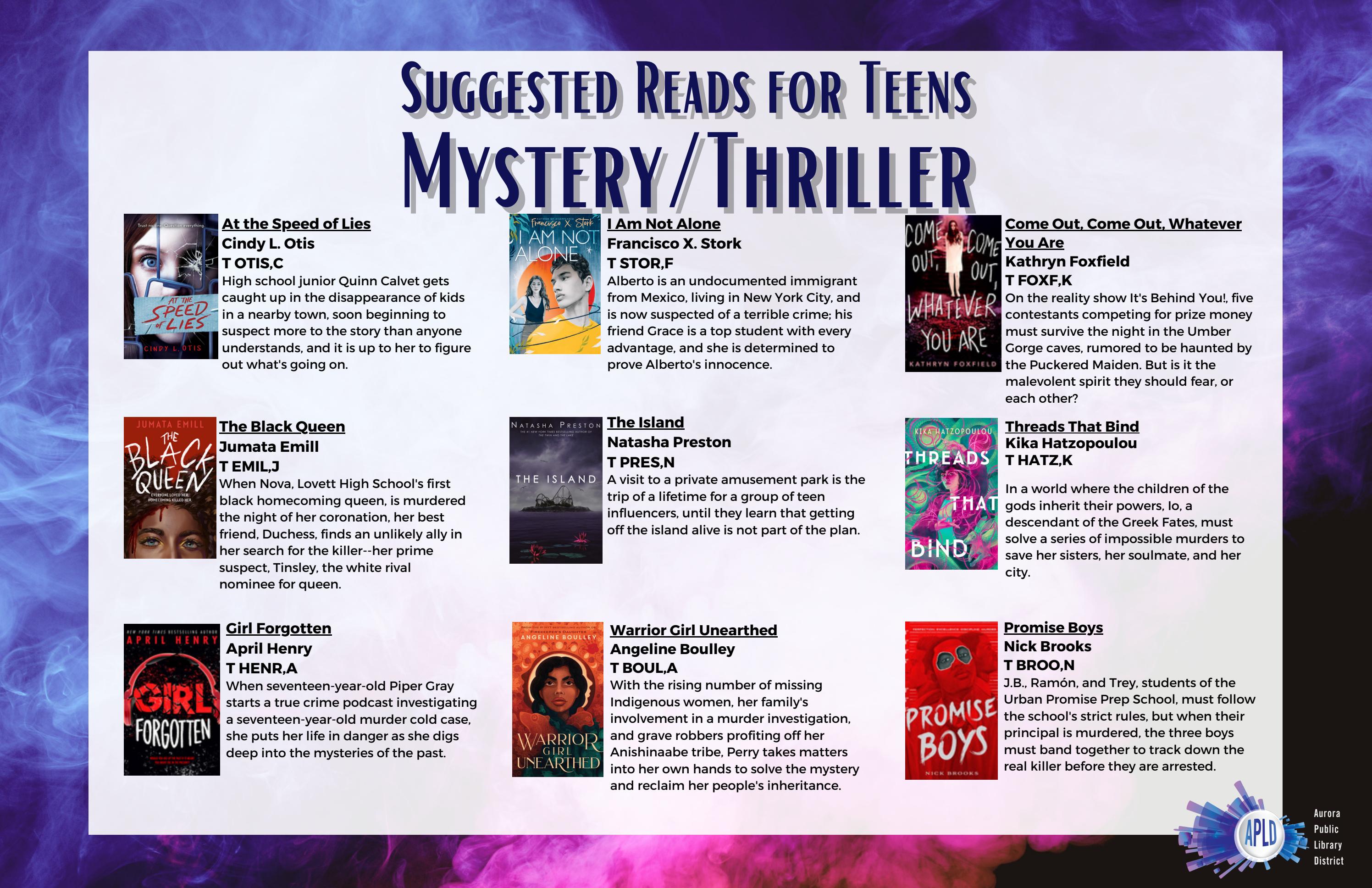 Teen Mystery/Thriller by Aurora Public Library District, IL - Issuu