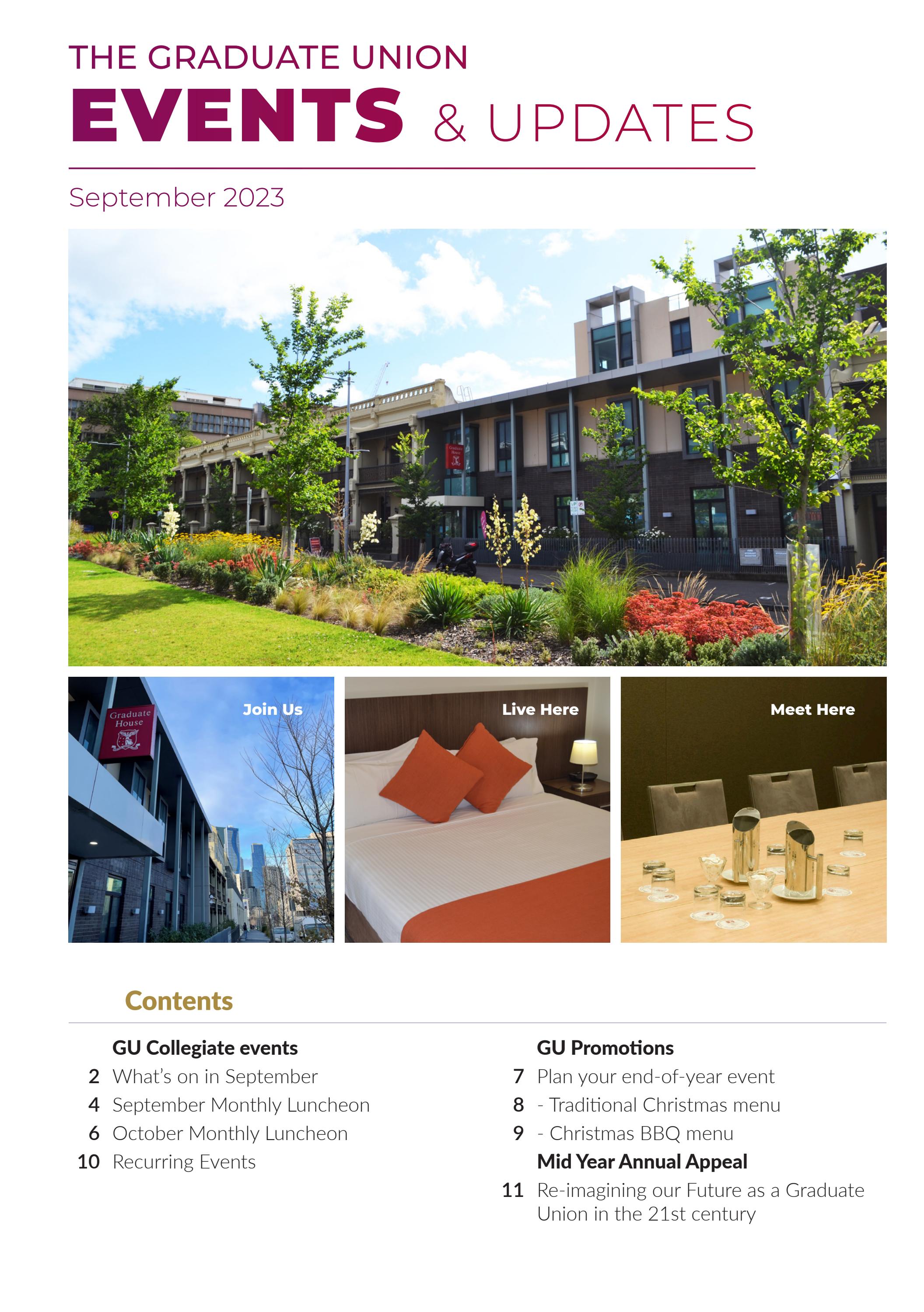 The Graduate Union September 2023 Events & Updates by Graduate House ...