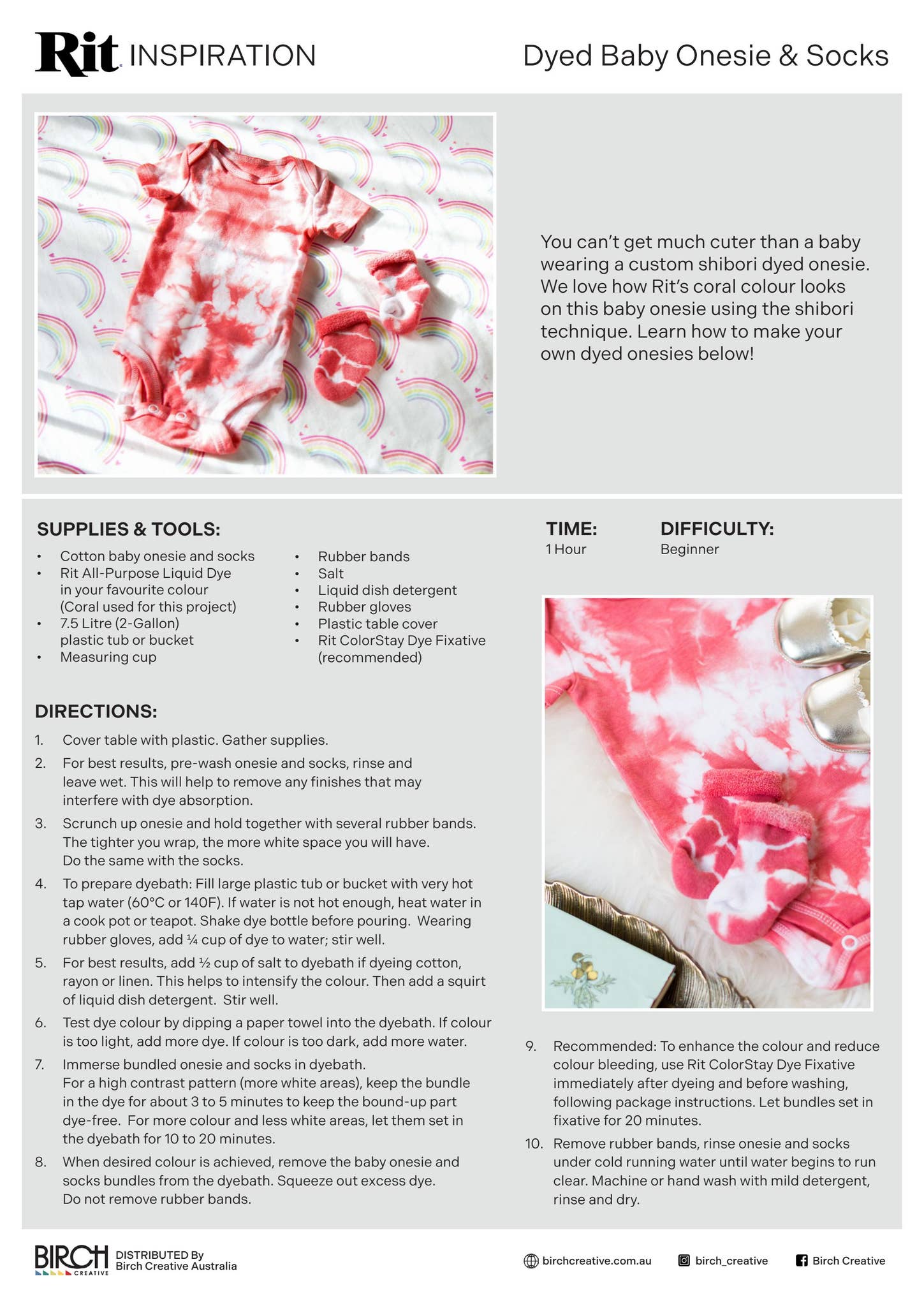 Rit Dye Free Project - Shibori Onesie and Socks by Birch Creative - Issuu