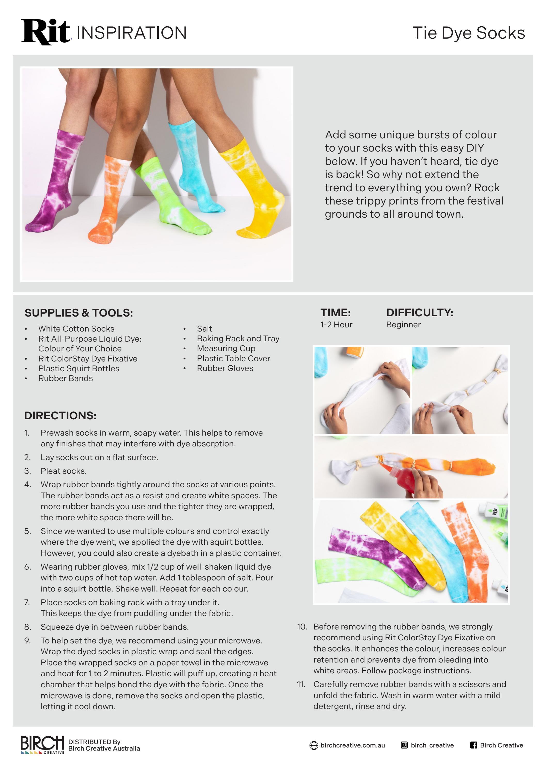 Rit Dye Free Project - Tie Dye Socks by Birch Creative - Issuu