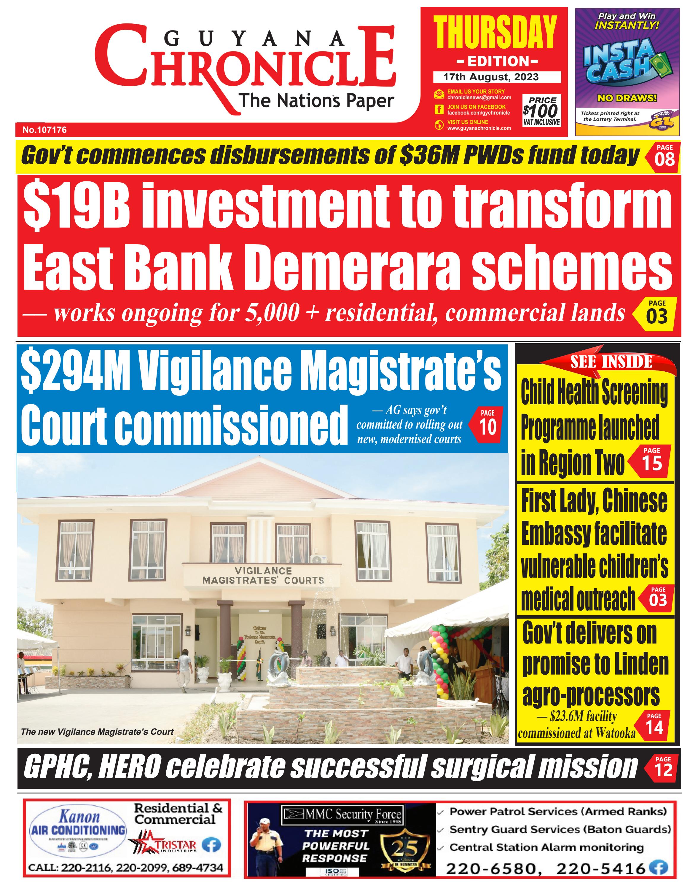 Guyana Chronicle E-Paper 17-08-2023 by Guyana Chronicle - Issuu