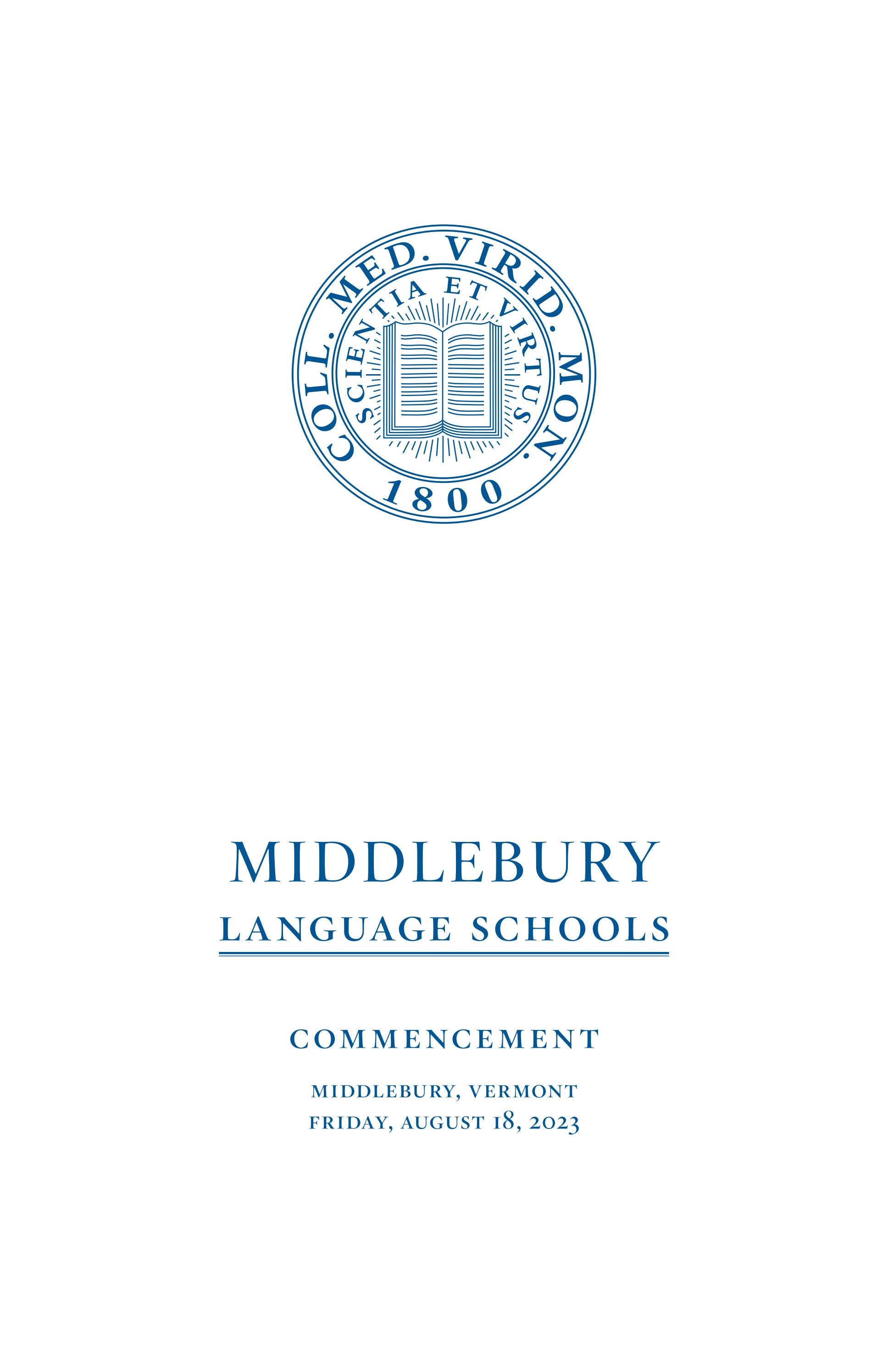 Middlebury Language Schools Summer 2023 Commencement program by ...