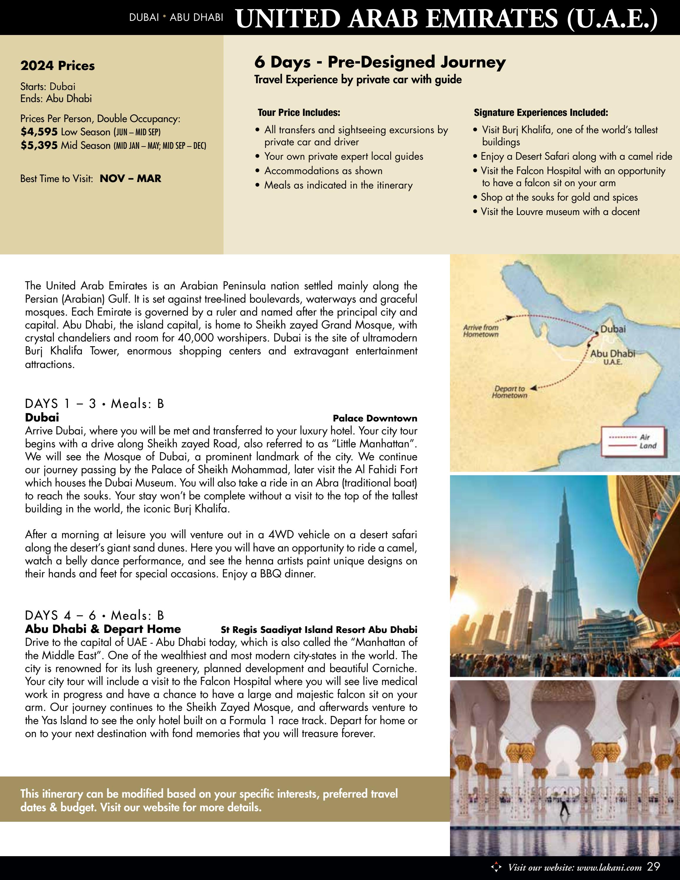 United Arab Emirates (U.A.E.) Pre-Designed Journey 2024 by Lakani World ...