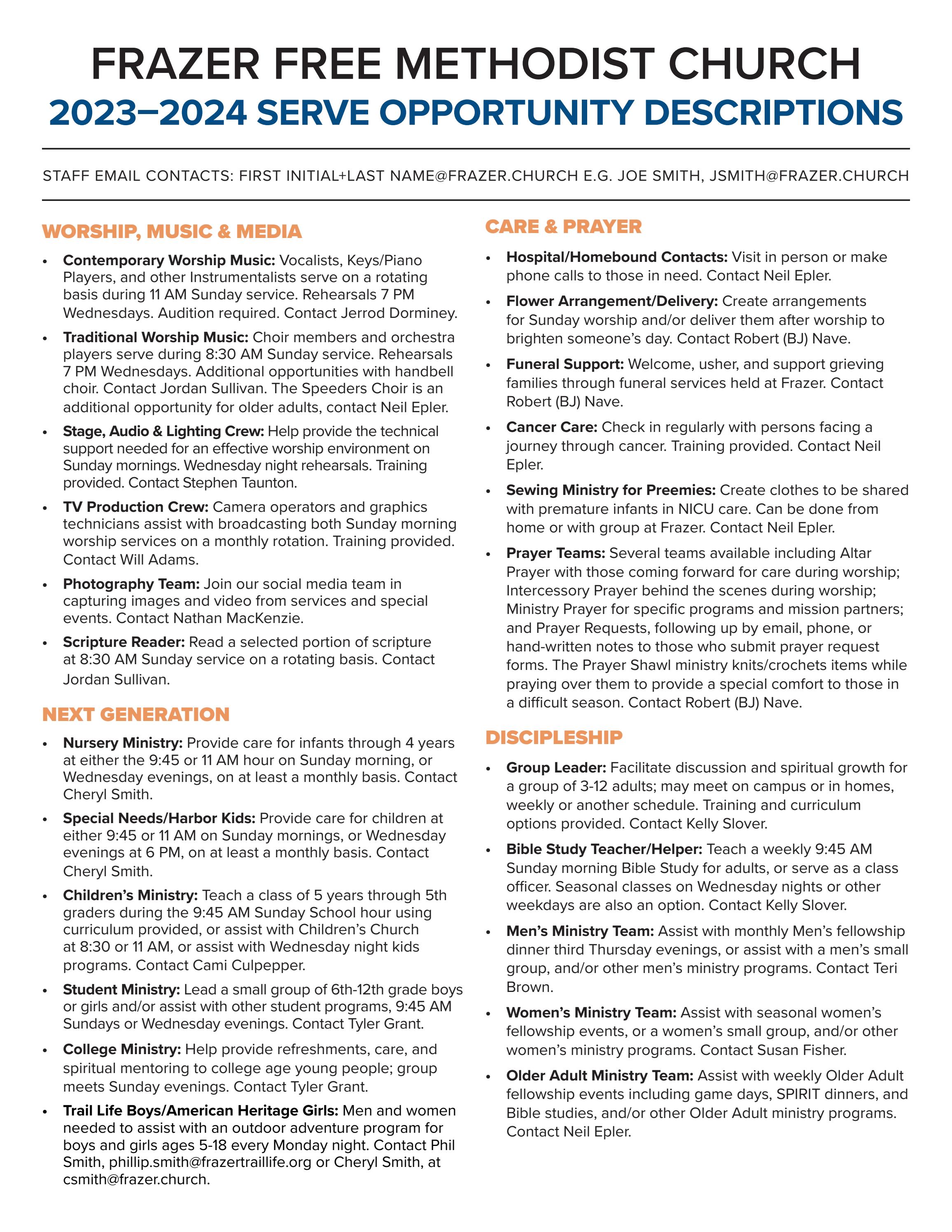 2023-2024 Serving Commitment by Frazer Church - Issuu